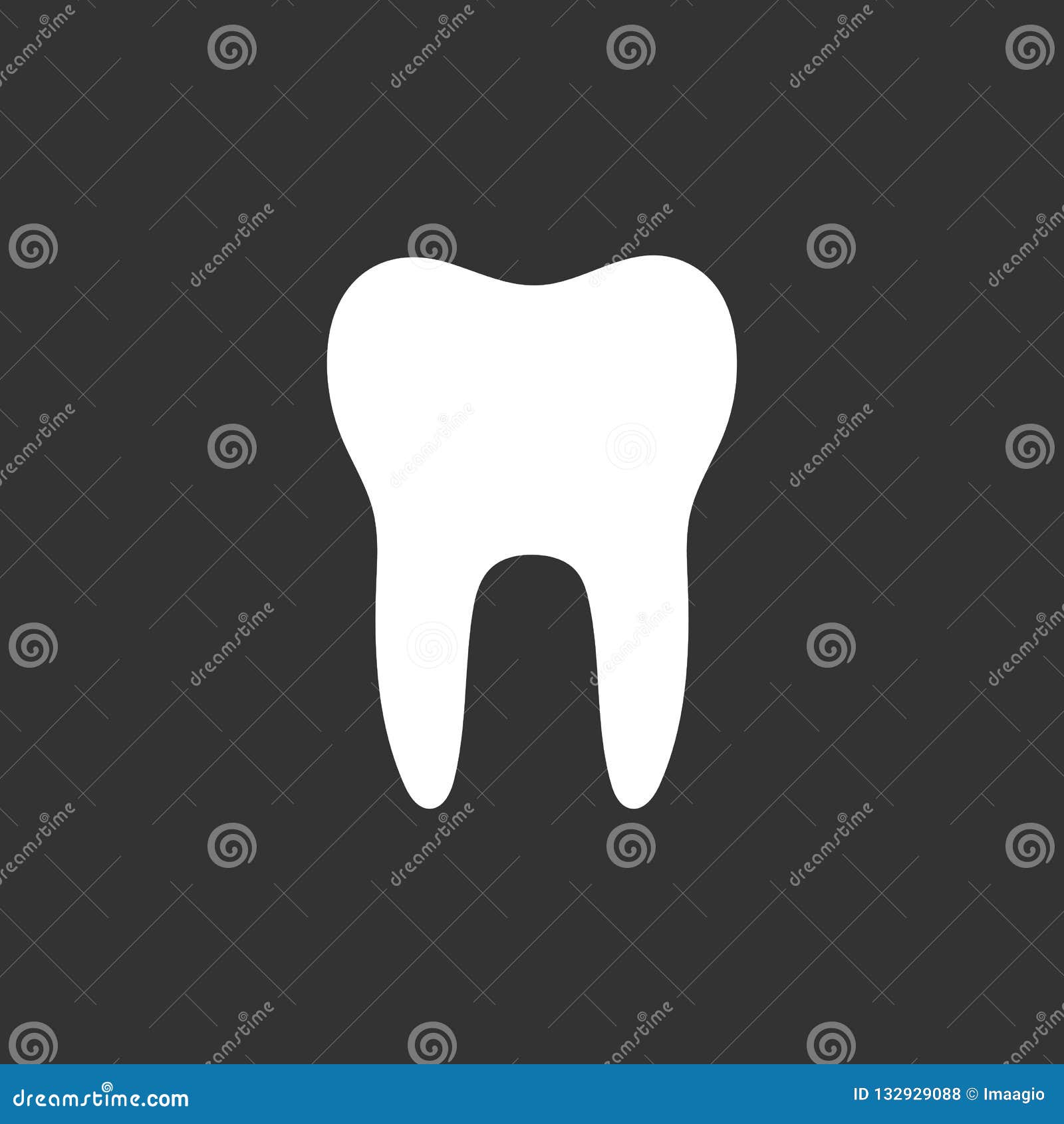Tooth Flat Icon on a Black Background Stock Vector - Illustration of ...