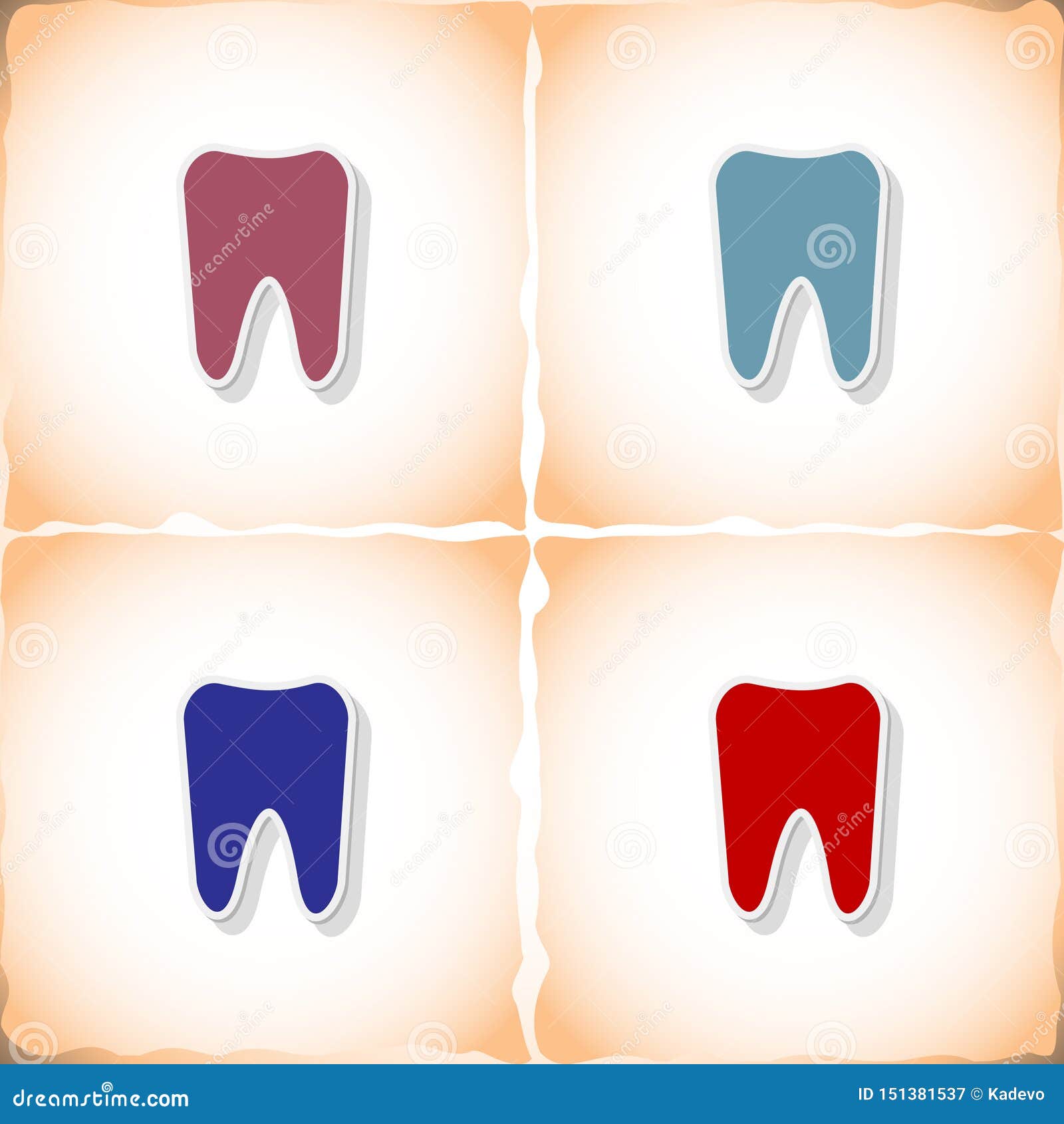 Tooth. Flat Sticker with Shadow on Old Paper Stock Vector ...