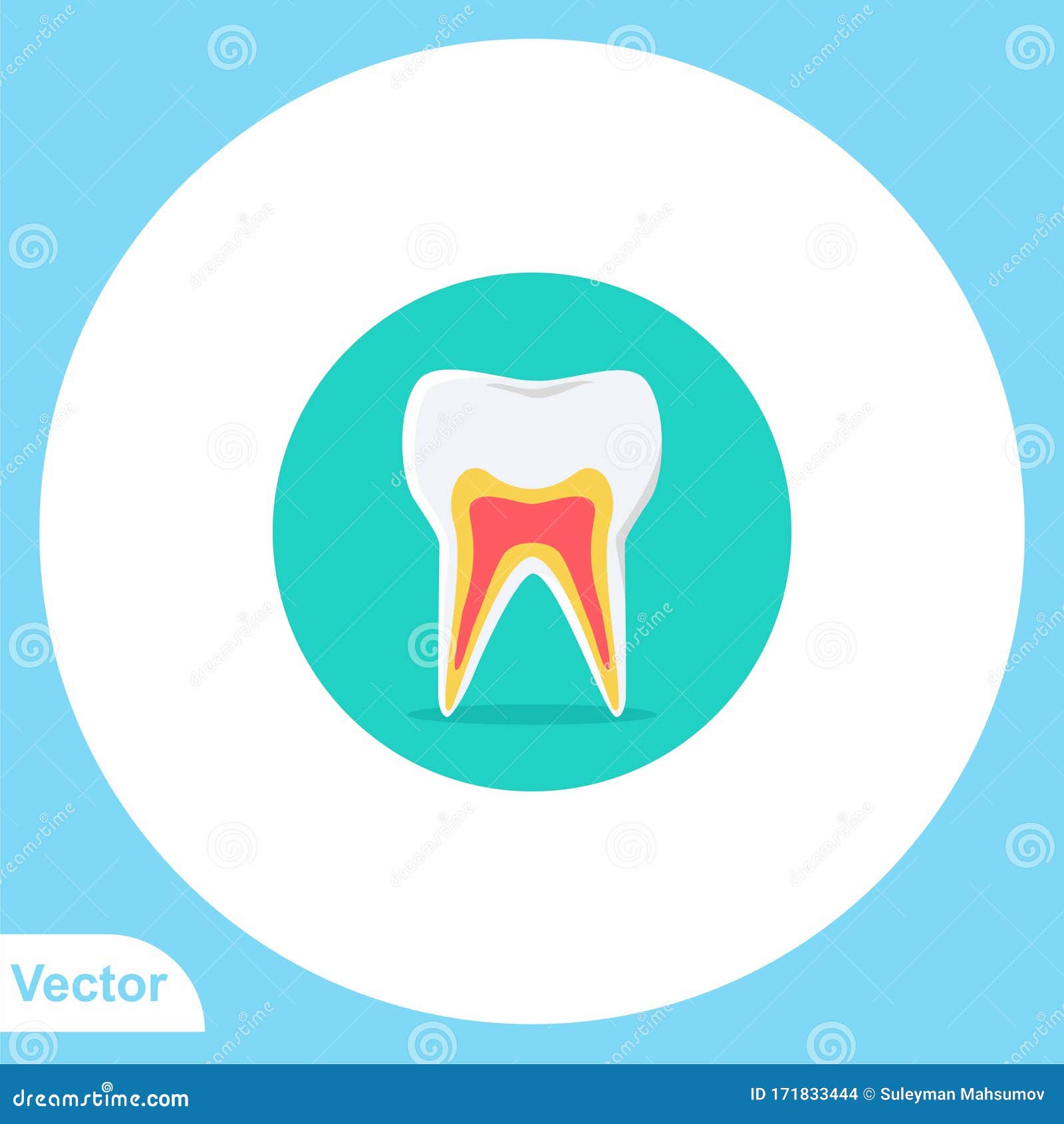 Tooth Flat Vector Icon Sign Symbol Stock Vector - Illustration of brush ...