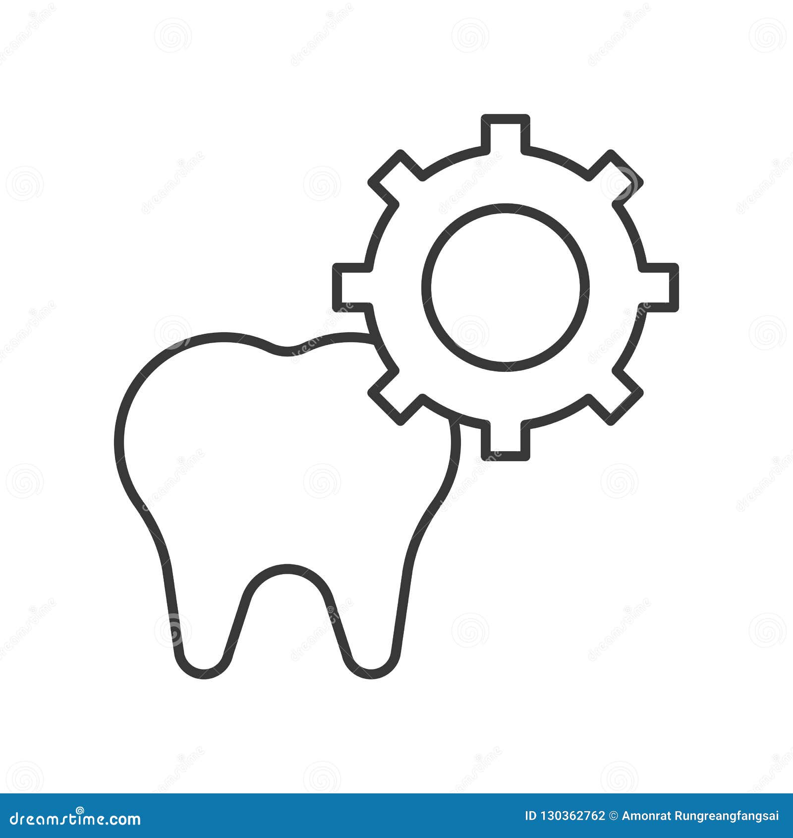 Tooth And Gear, Teeth Function Outline Icon Vector Illustration ...