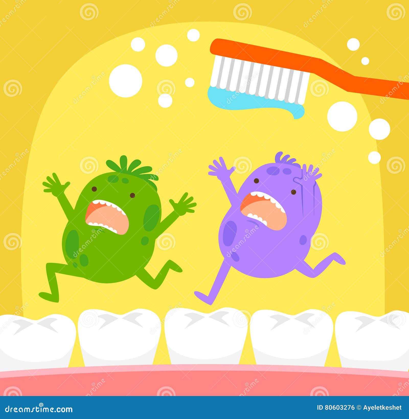 Tooth germs and toothbrush stock vector. Illustration of germs - 80603276