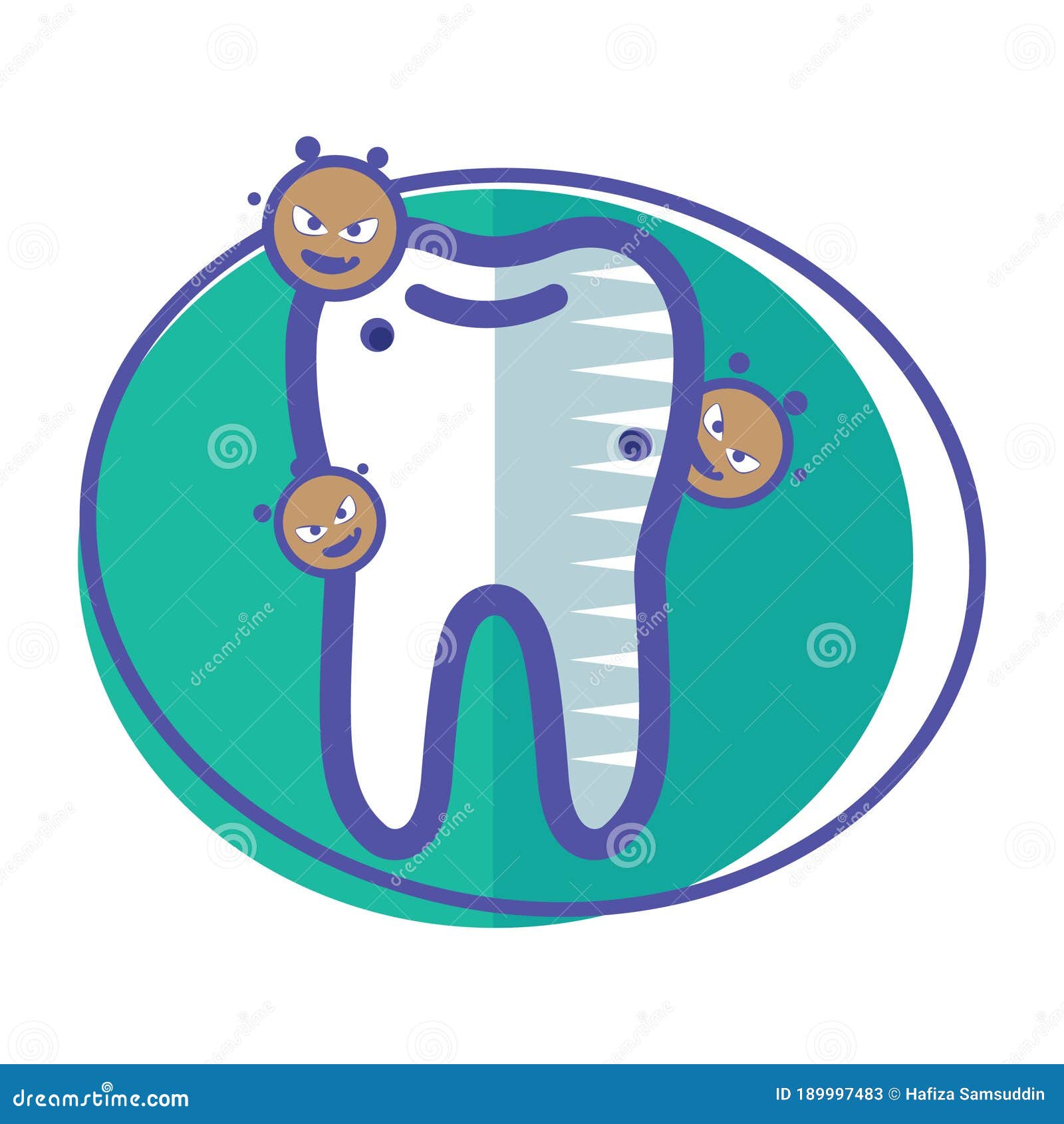 Tooth with Germs. Vector Illustration Decorative Design Stock Vector ...