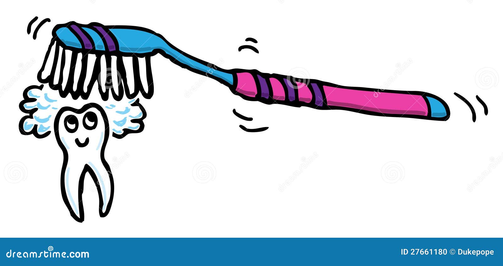 Tooth Getting Brushed stock vector. Illustration of drawn - 27661180