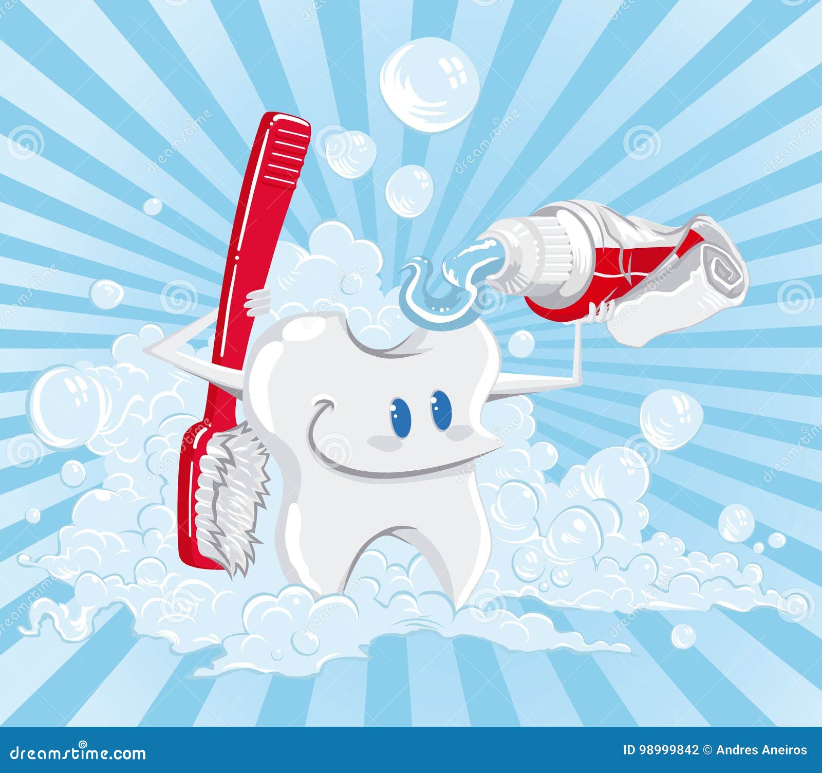 Tooth giving a shower. stock vector. Illustration of odontology - 98999842
