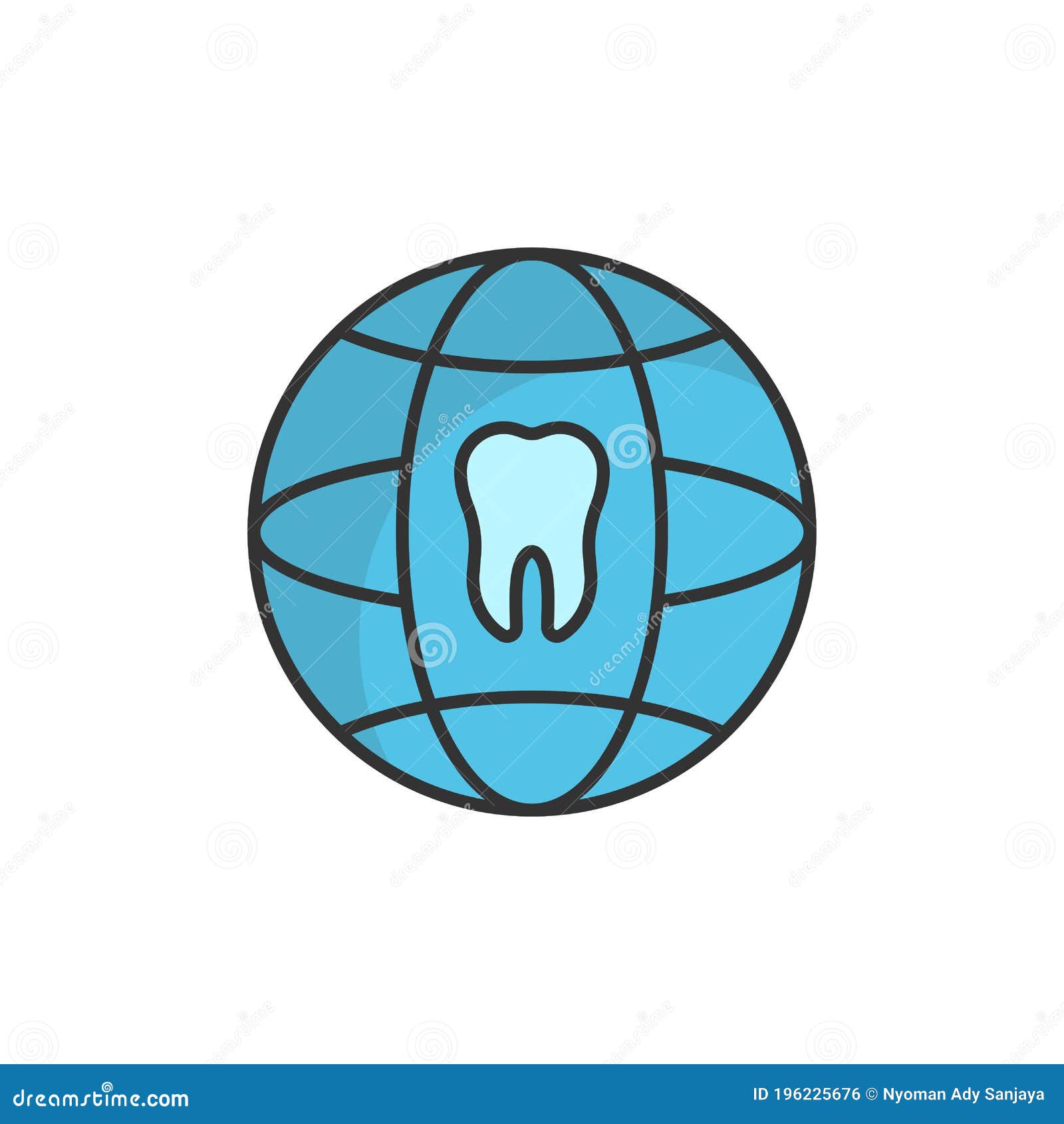 Tooth and Globe Vector Icon Sign and Symbol Isolated on White ...
