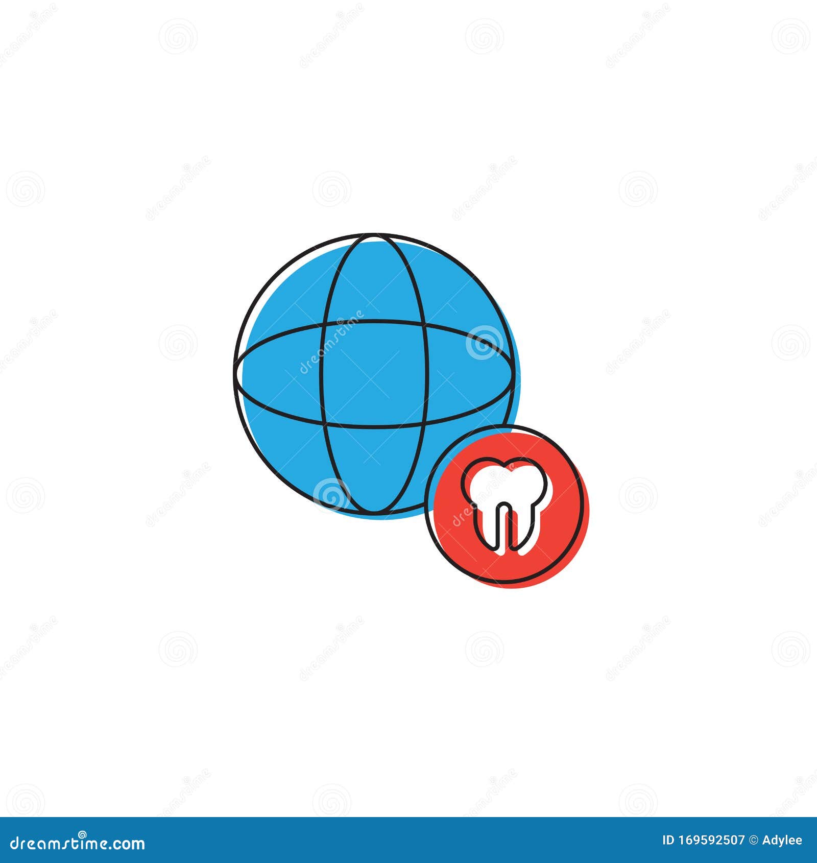 Tooth and Globe Vector Icon Sign and Symbol Isolated on White ...