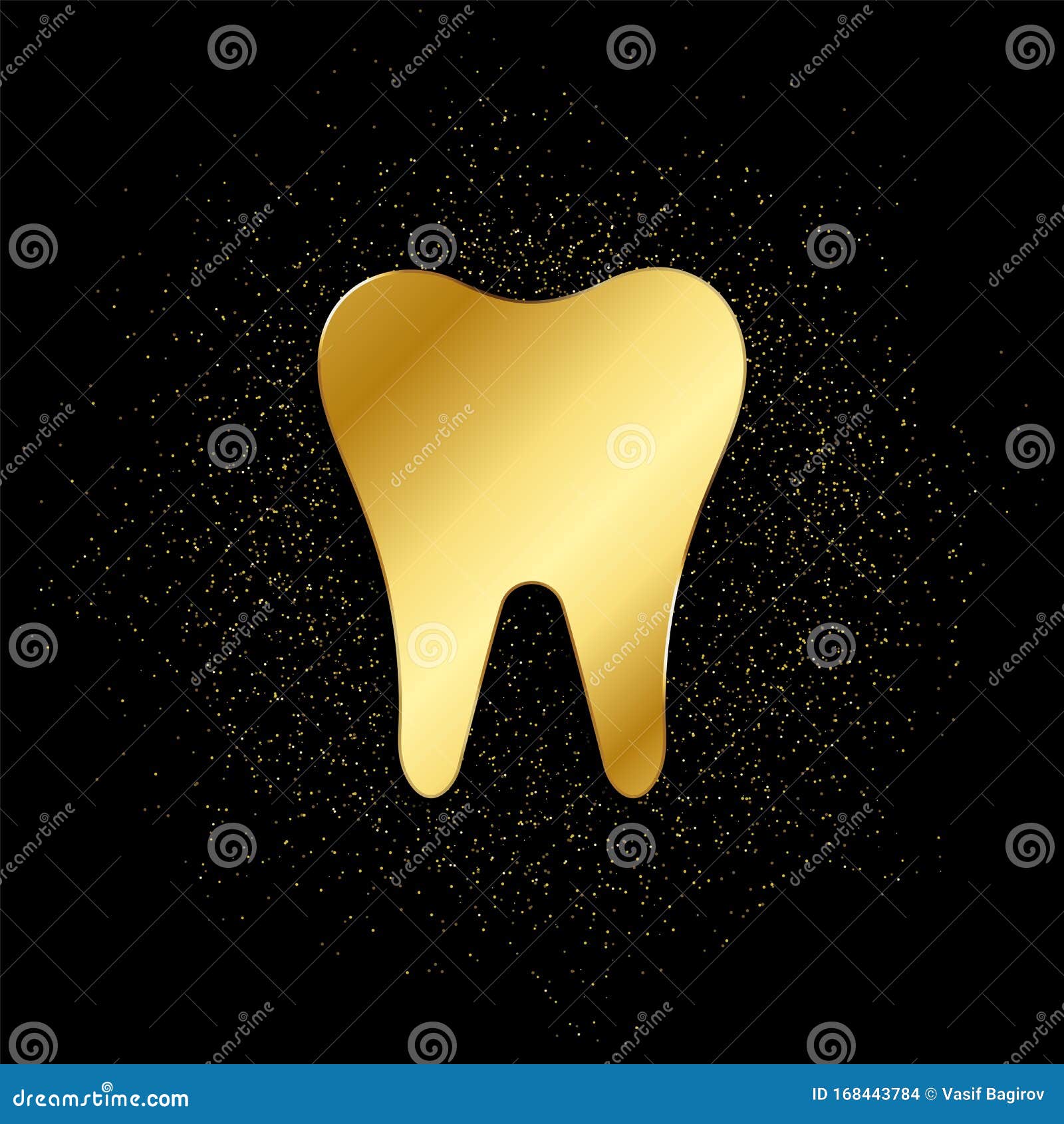 Tooth Gold, Icon. Vector Illustration of Golden Particle Stock ...