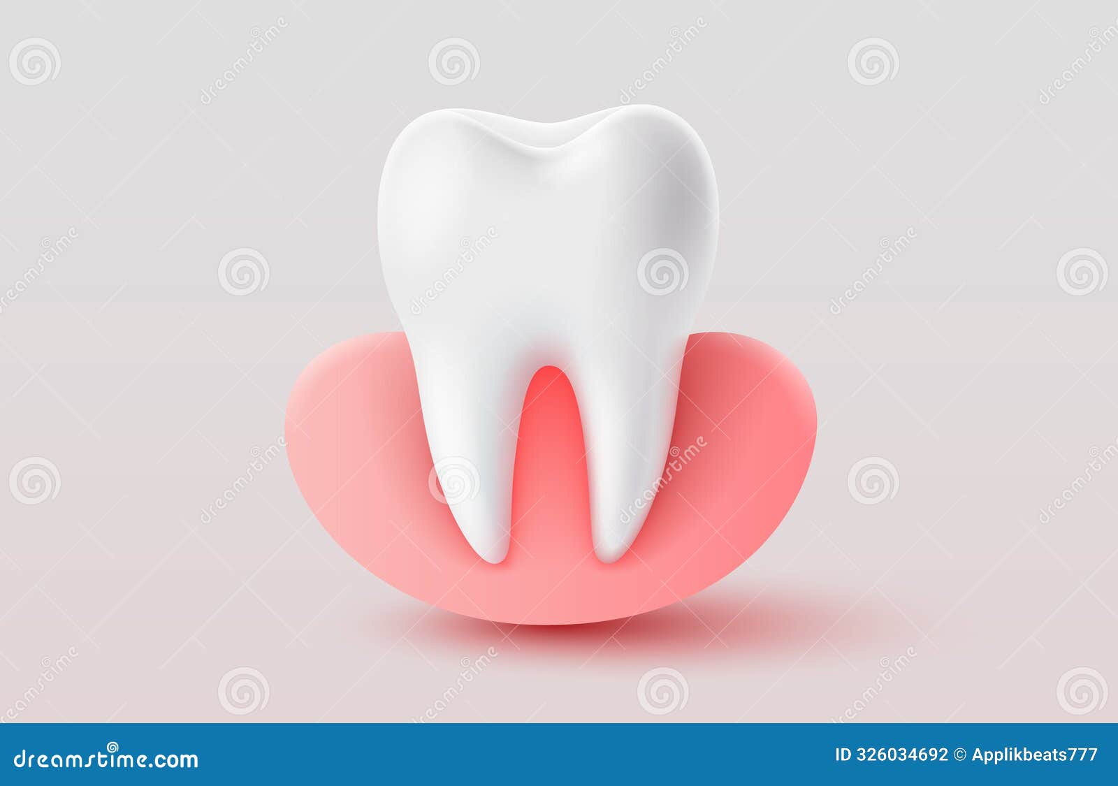 Tooth with Gum, 3D Illustration of a Tooth on a Light Background ...