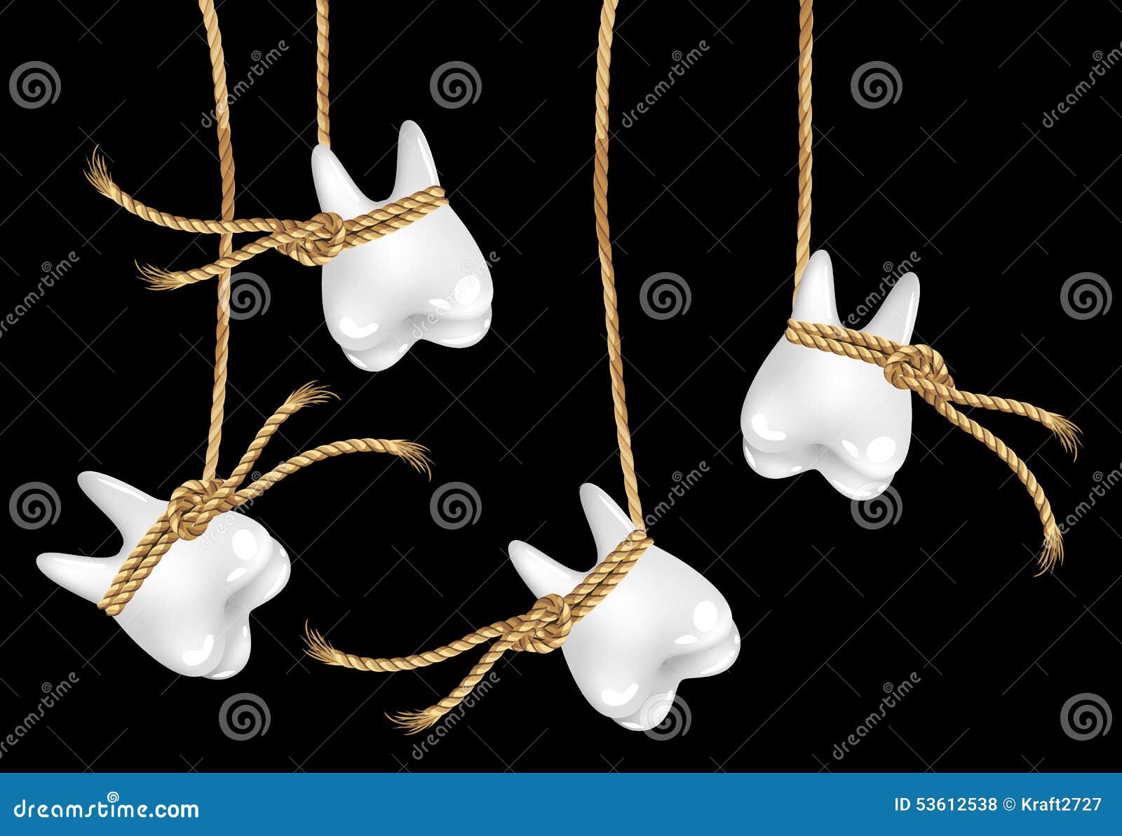 The Tooth Hanging on a Rope Stock Illustration - Illustration of ...