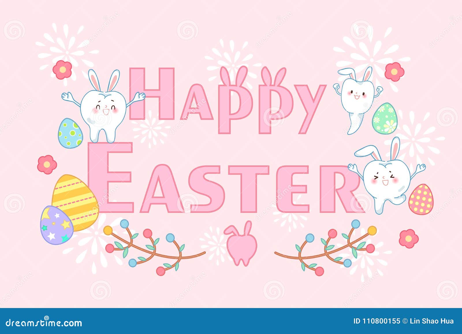 Tooth with happy easter stock vector. Illustration of dental - 110800155