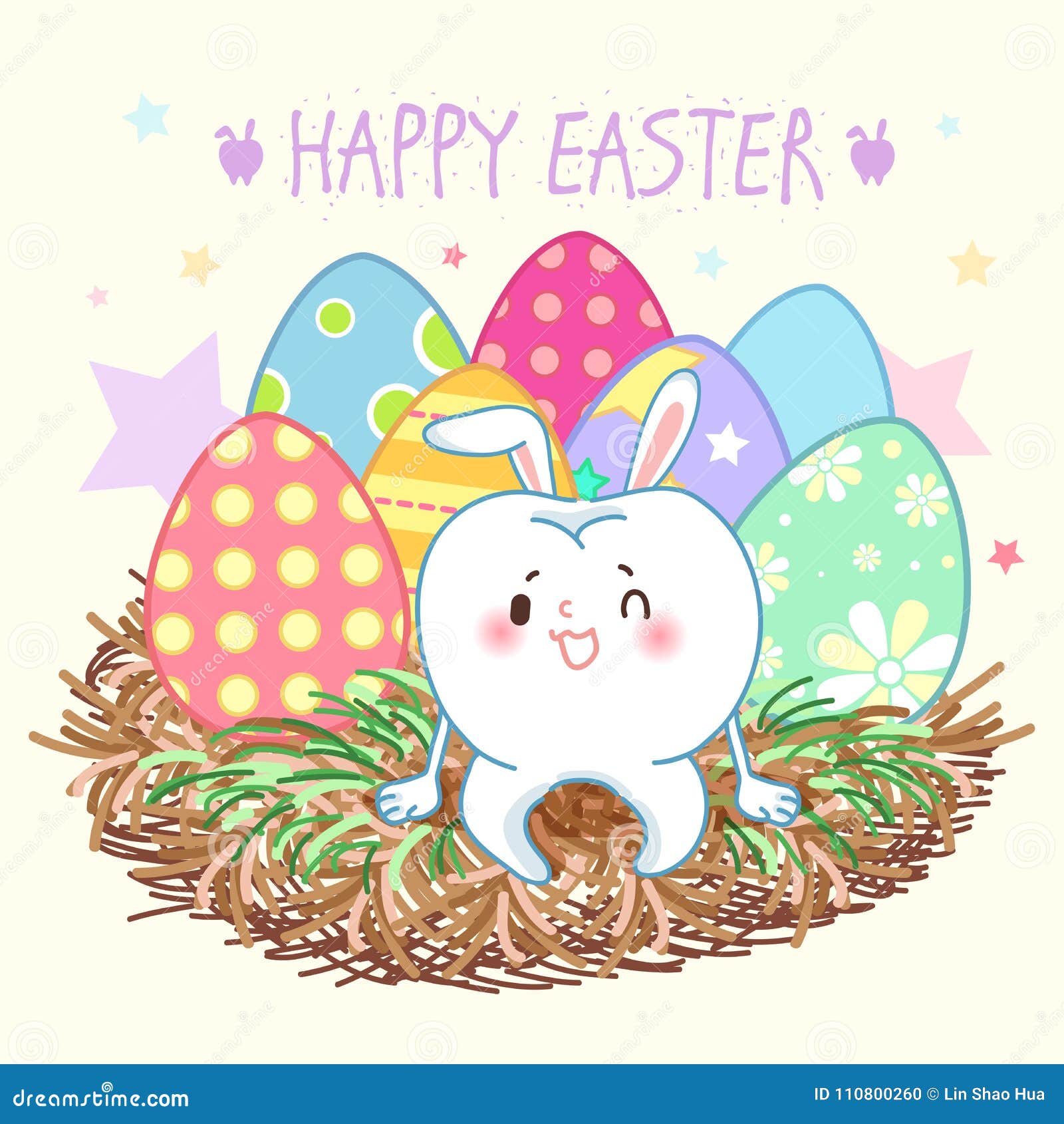 Tooth with happy easter stock vector. Illustration of hygiene - 110800260