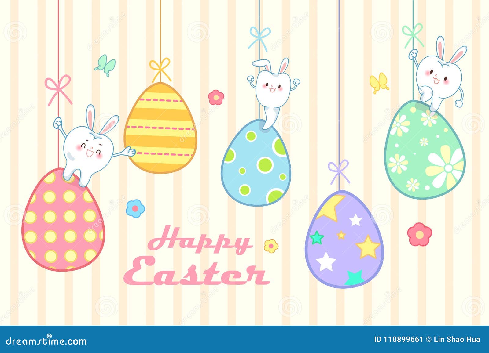 Tooth with happy easter stock vector. Illustration of celebrate - 110899661