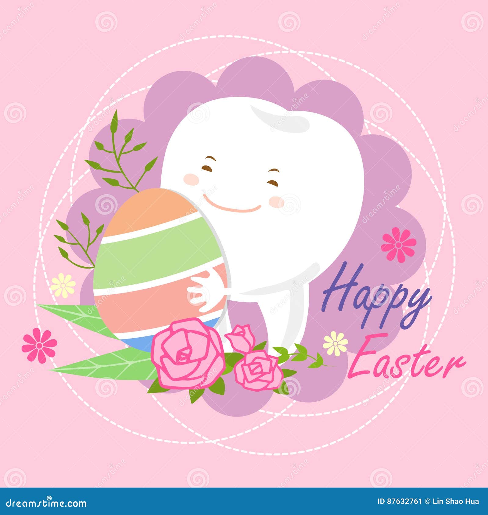 Tooth with happy easter stock illustration. Illustration of character ...