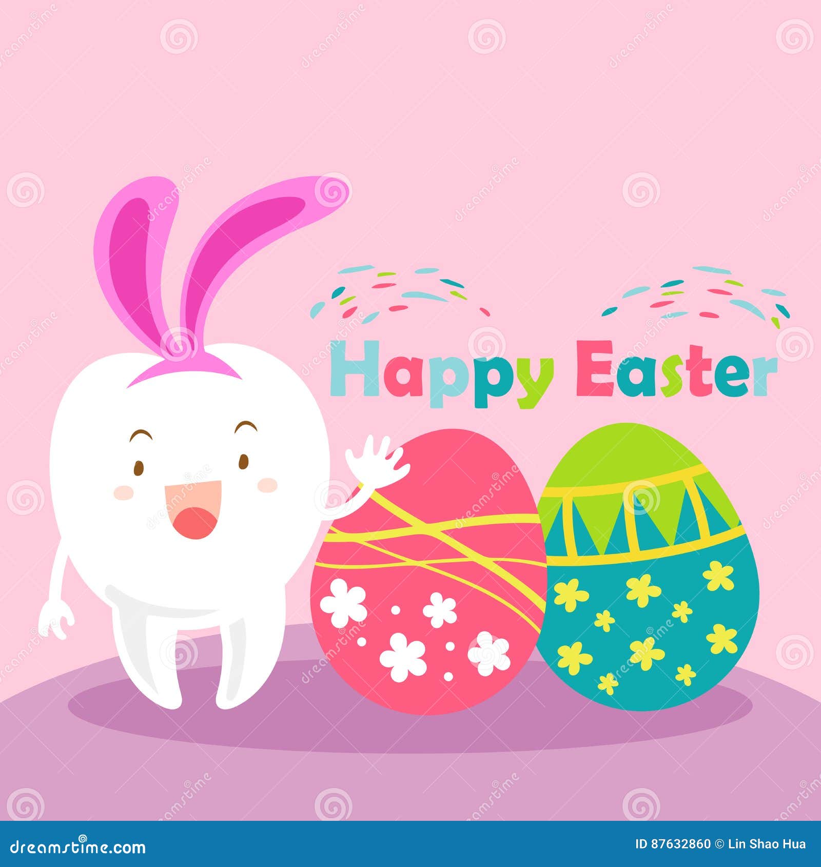 Tooth with happy easter stock vector. Illustration of cartoon - 87632860