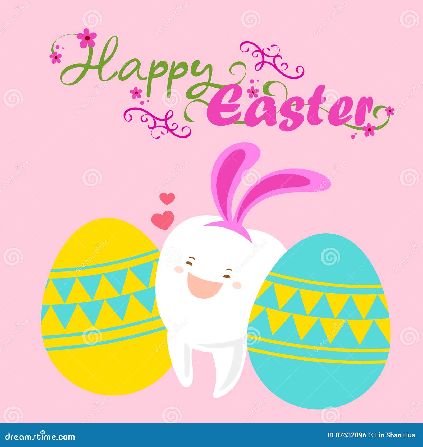 Tooth with happy easter stock vector. Illustration of dental - 87632896