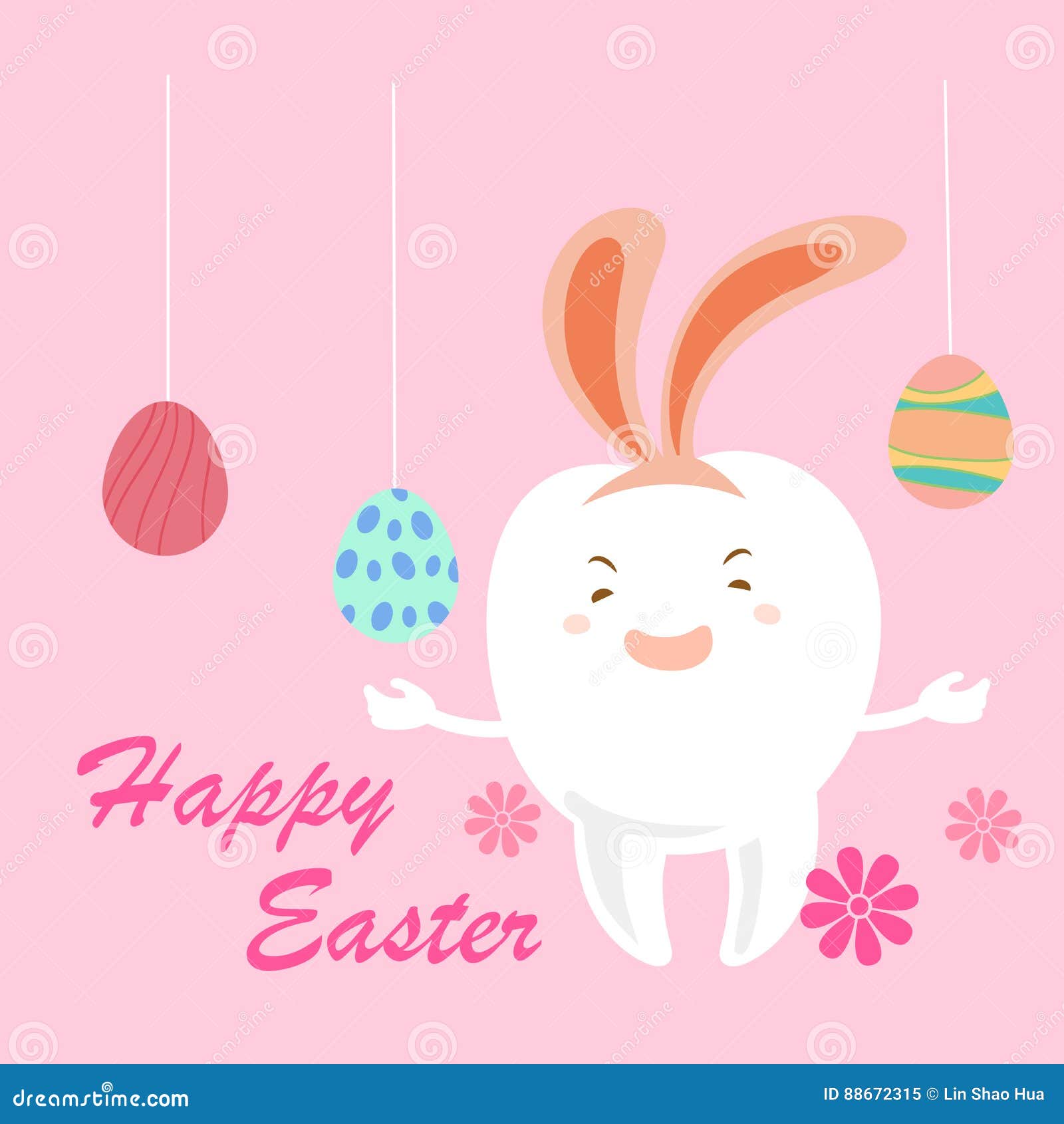 Tooth with happy easter stock vector. Illustration of eggs - 88672315