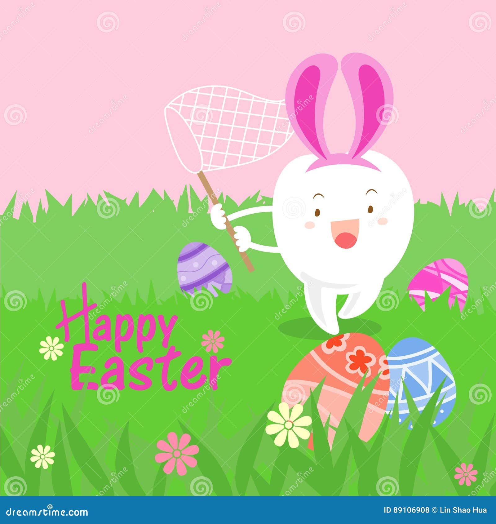 Tooth with happy easter stock vector. Illustration of holiday - 89106908