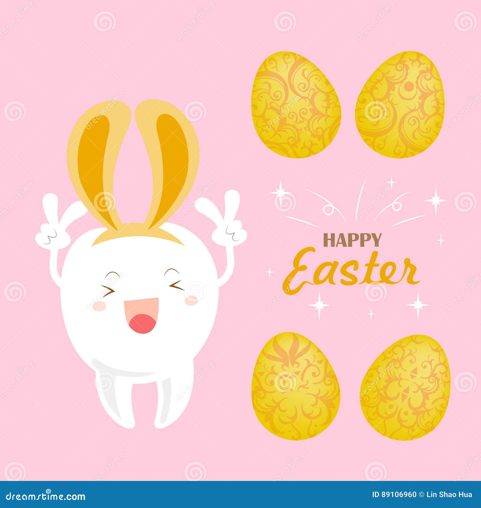 Tooth with happy easter stock vector. Illustration of decor - 89106960