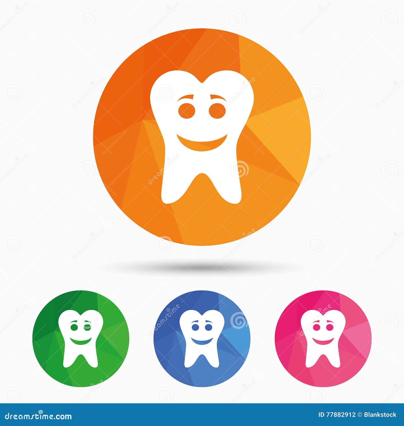 Tooth Happy Face Sign Icon. Healthy Tooth Stock Vector - Illustration ...