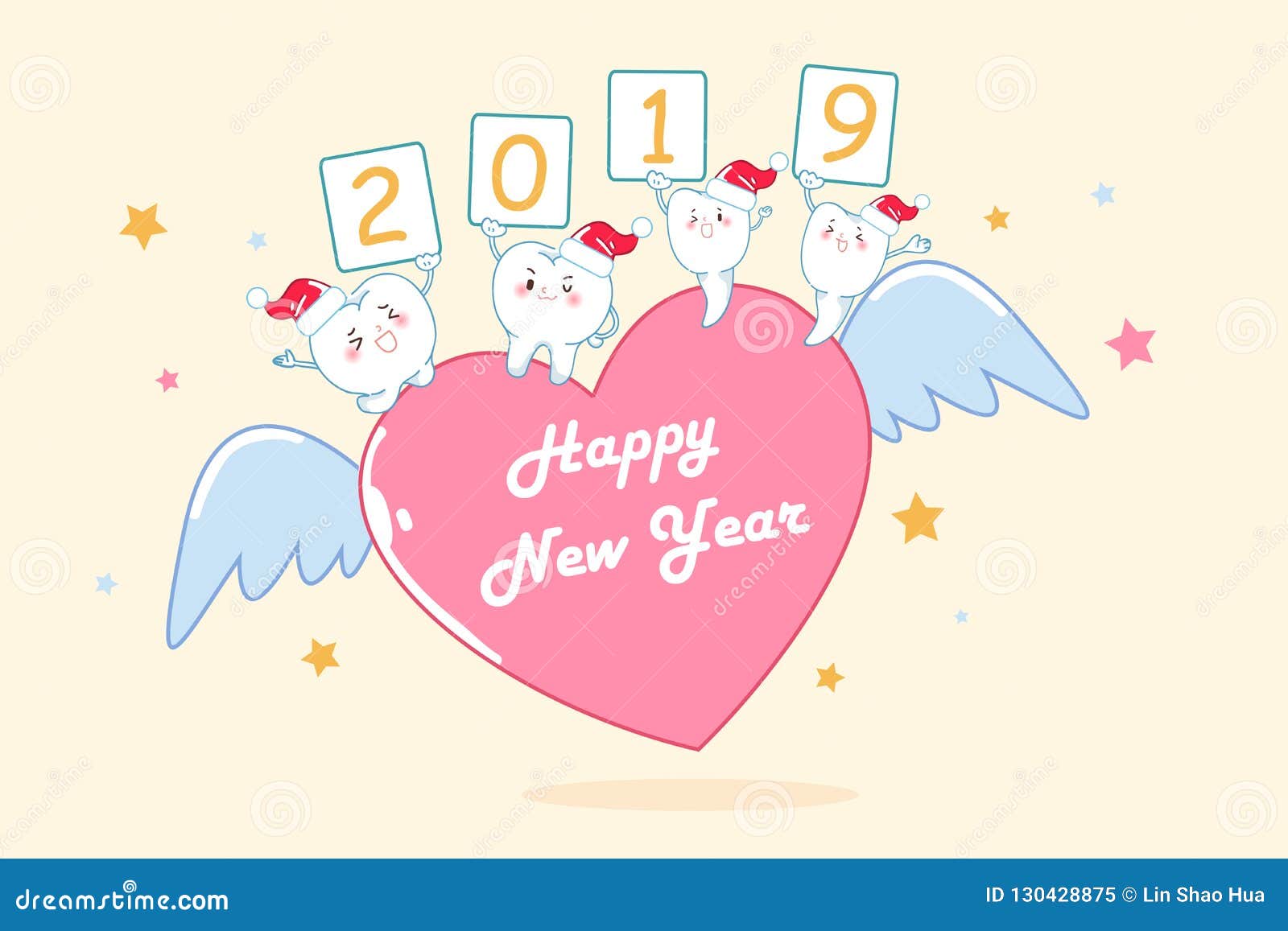 Tooth with happy new year stock vector. Illustration of concept - 130428875