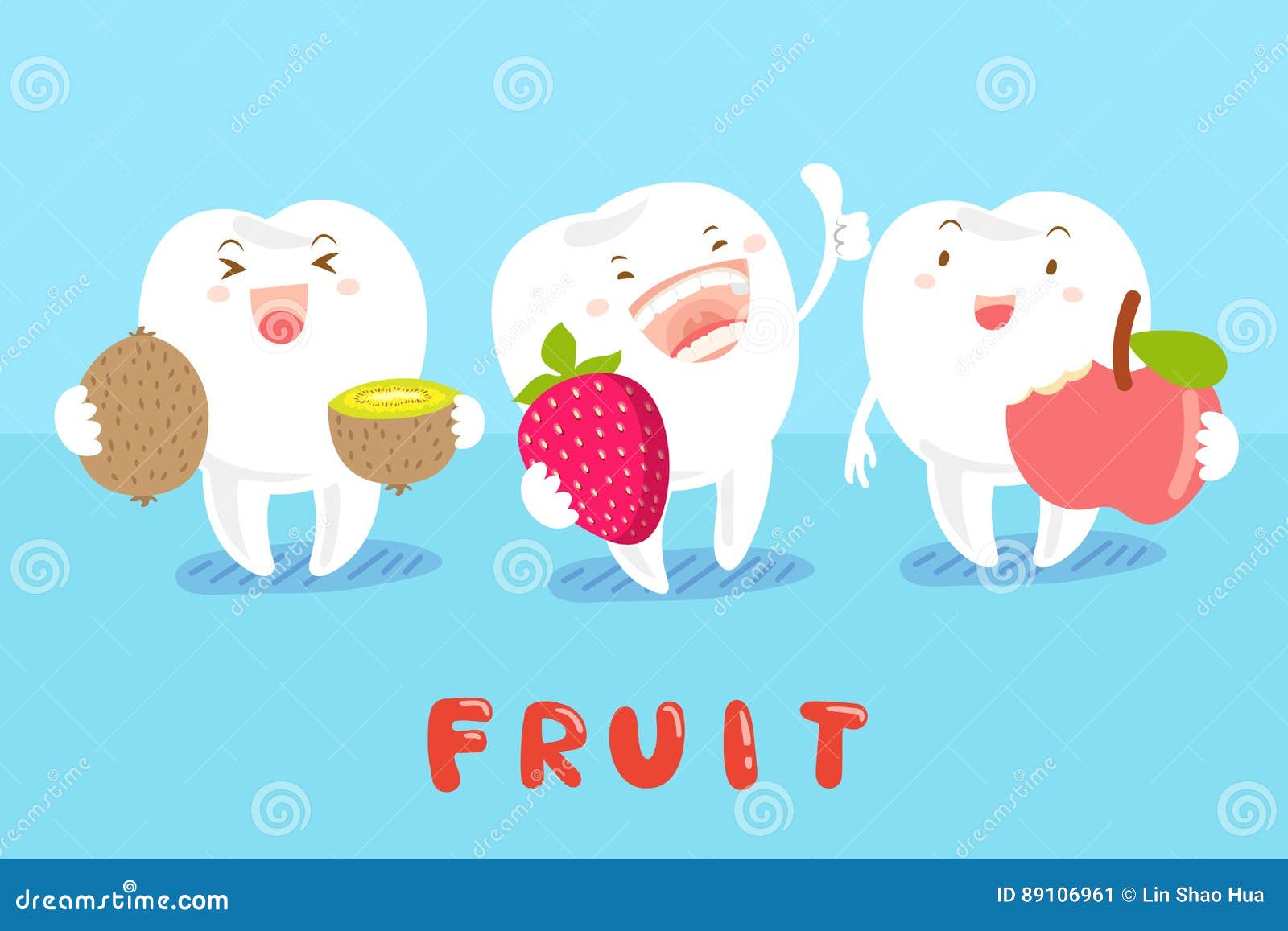 Tooth with health fruit stock vector. Illustration of fruit - 89106961