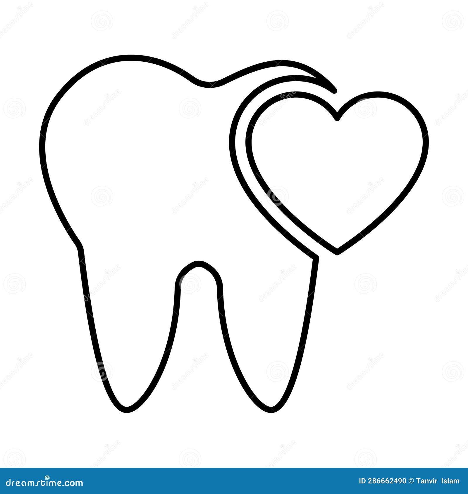 Tooth Heart Icon stock vector. Illustration of tooth - 286662490