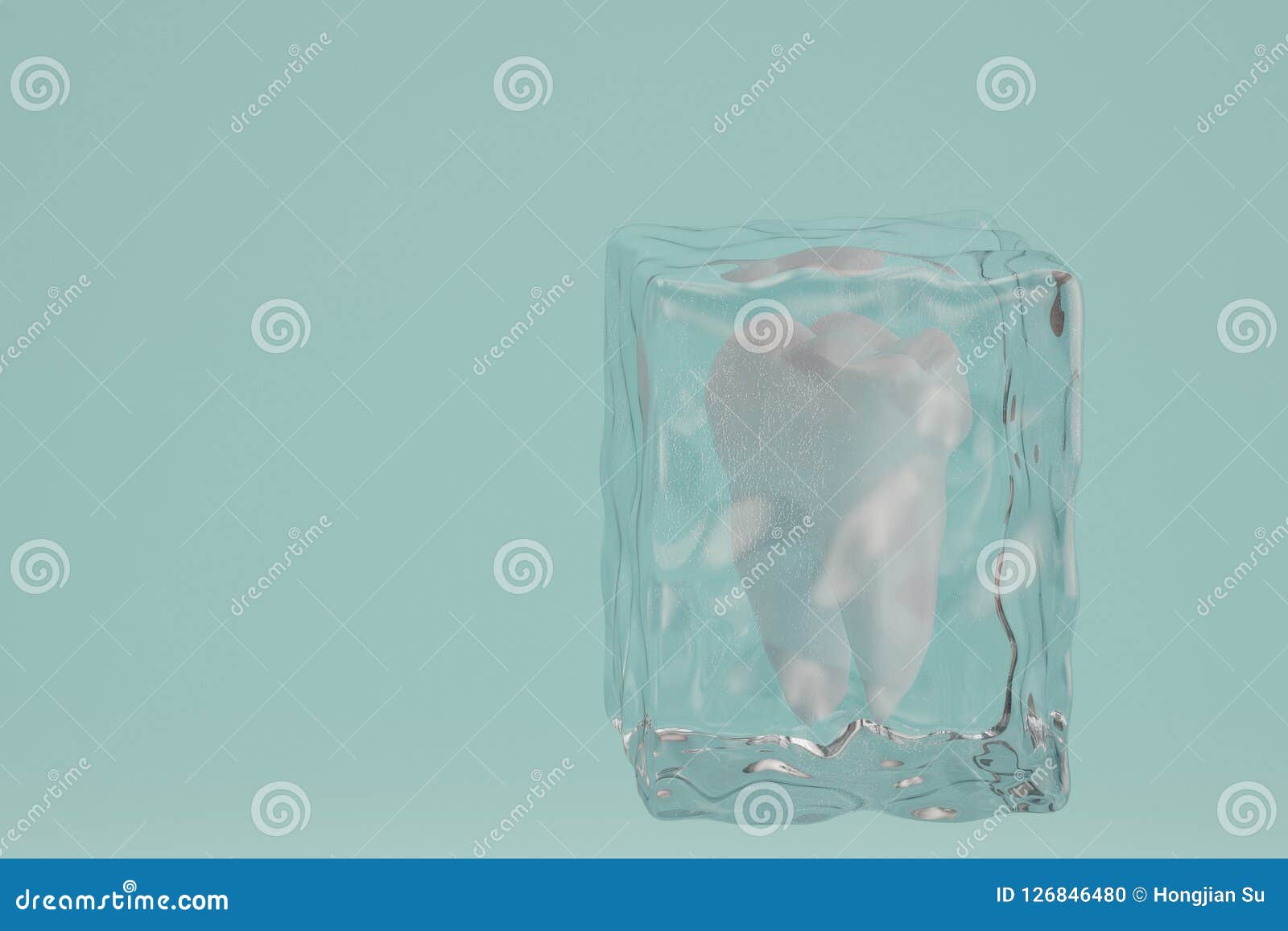 Tooth in Ice Cubes. 3D Illustration. Stock Illustration - Illustration ...