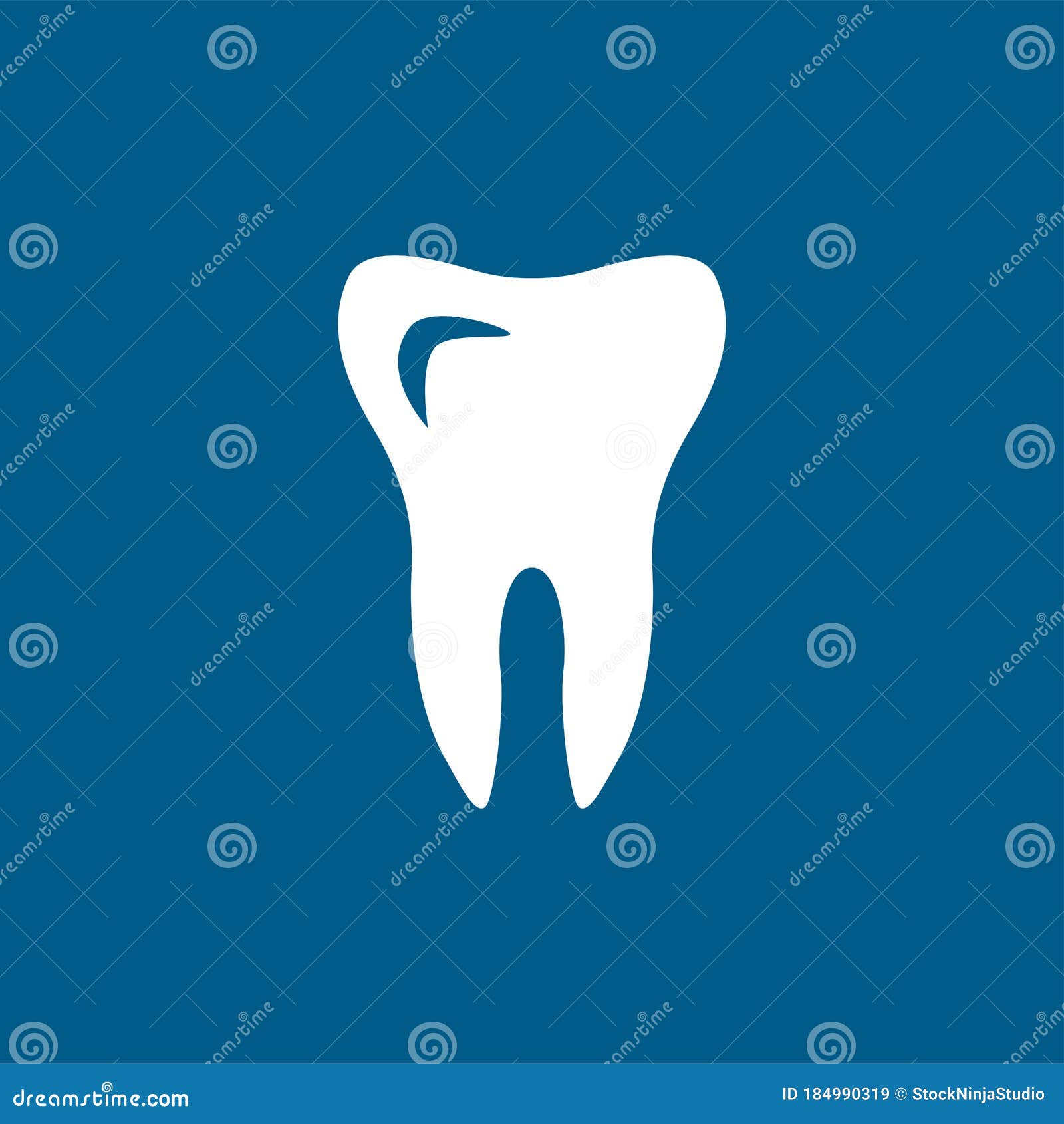 Tooth Icon on Blue Background. Blue Flat Style Vector Illustration ...