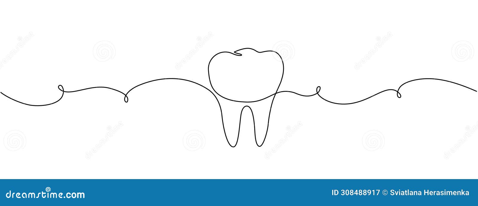 Tooth Icon In Continuous Linear Editable Drawing Style. Concept Of ...