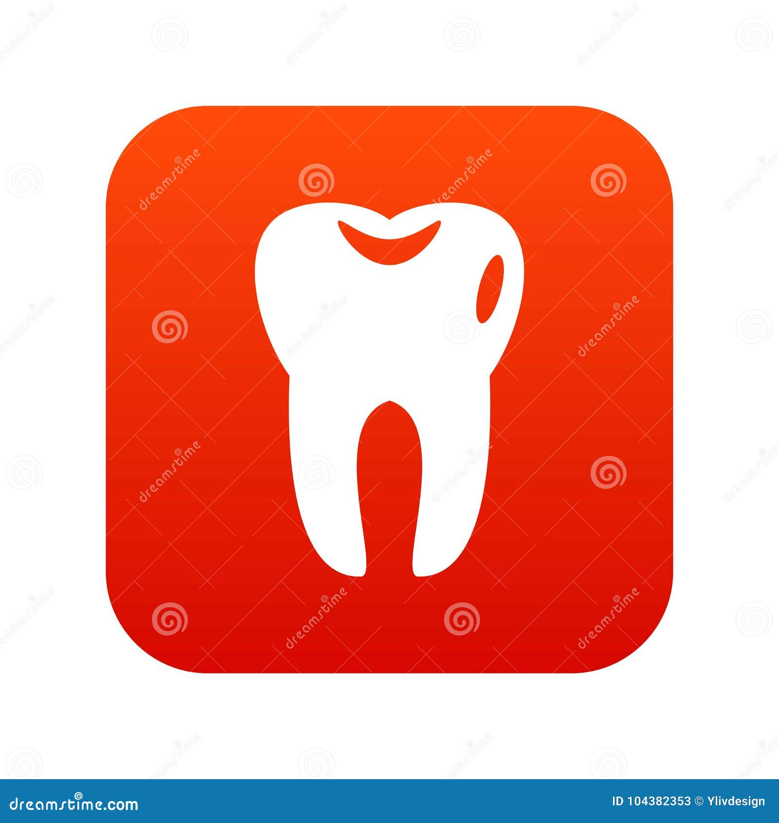 Tooth icon digital red stock vector. Illustration of clean - 104382353