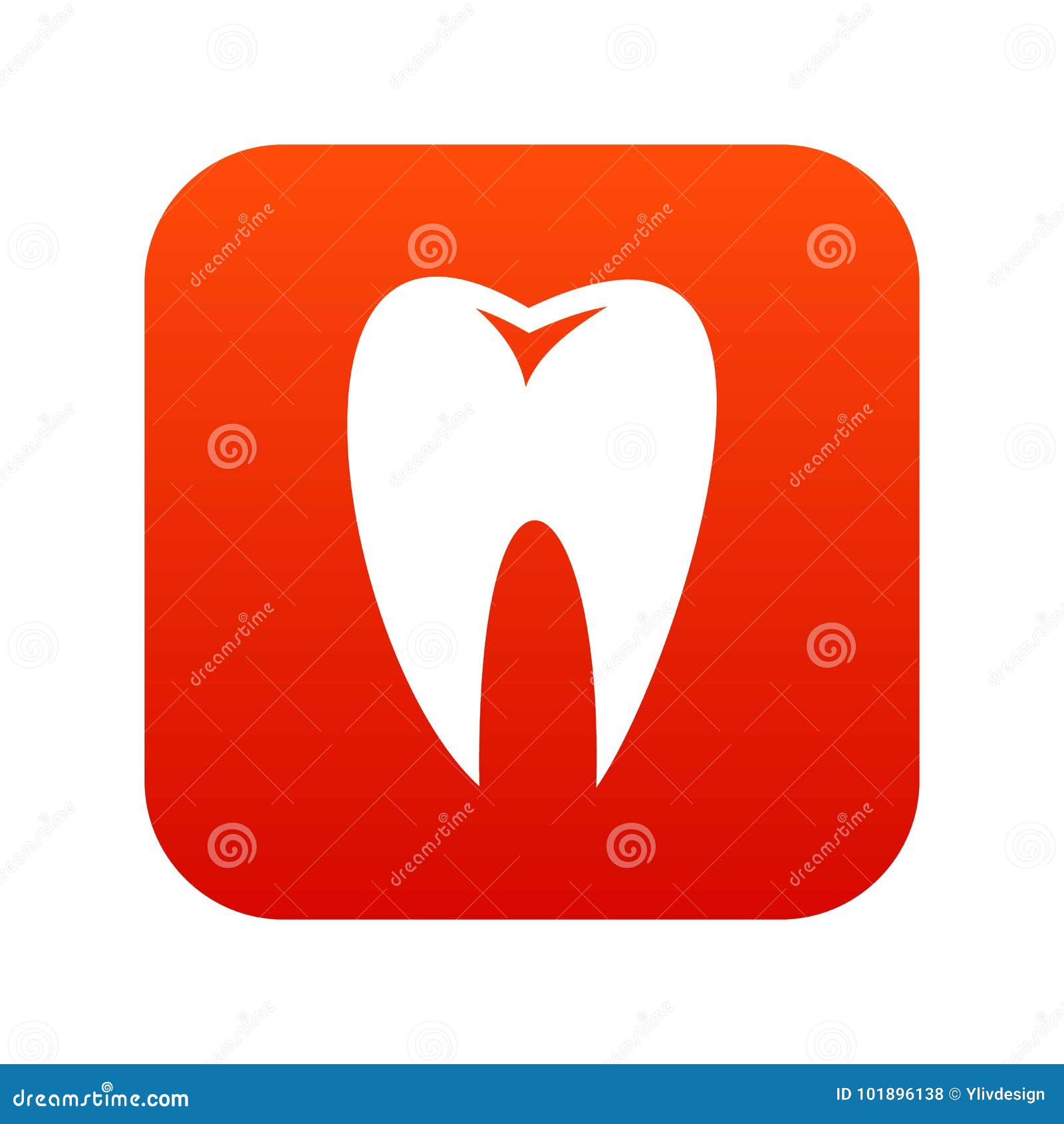 Tooth icon digital red stock vector. Illustration of carious - 101896138