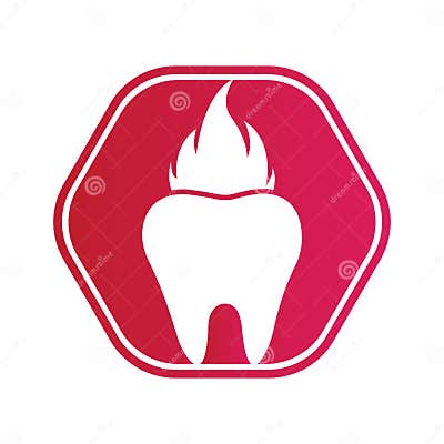 Tooth Icon with Fire and Hexagon Shape Vector Illustration Stock Vector ...
