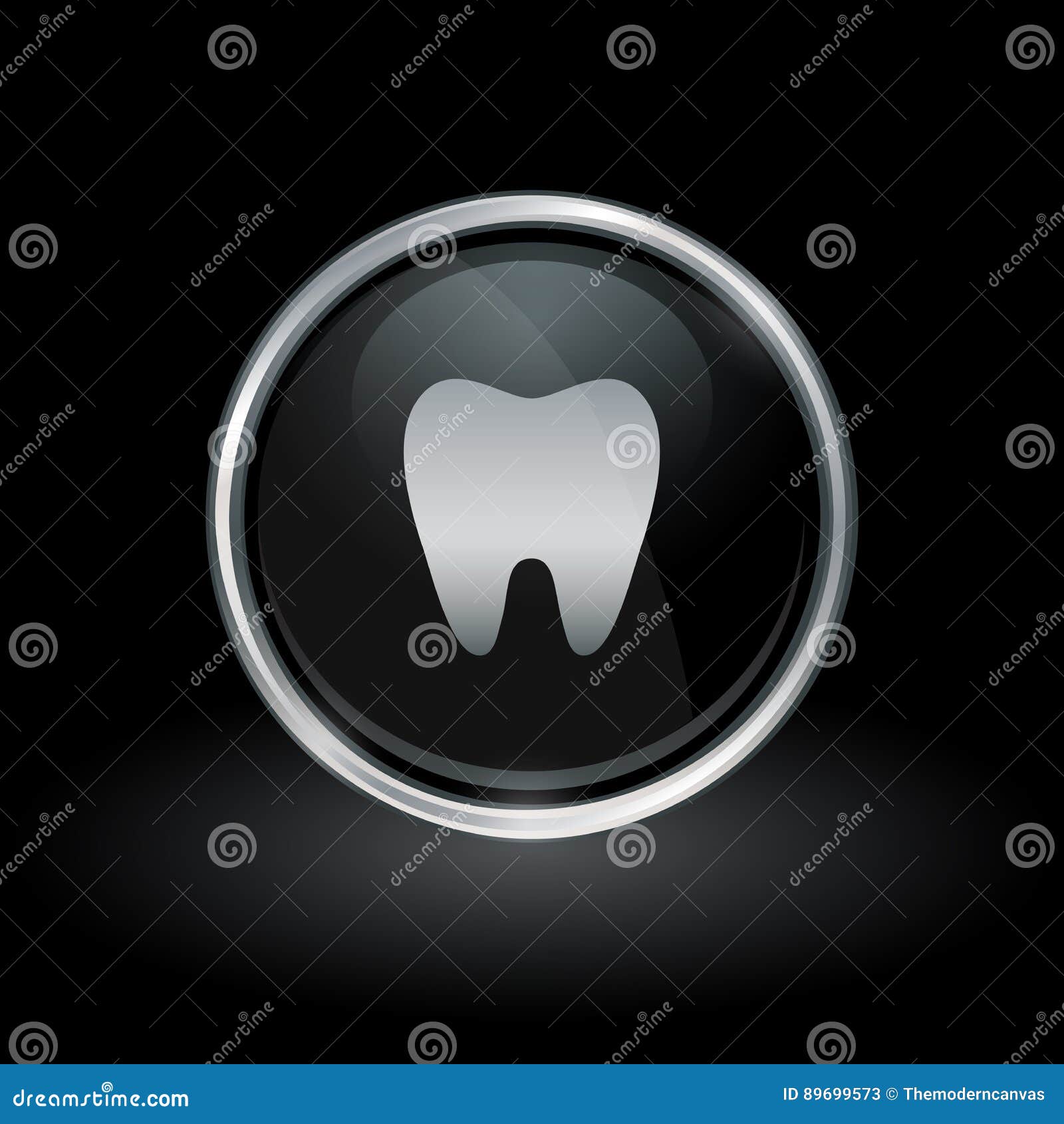 Tooth Icon Inside Round Silver and Black Emblem Stock Vector ...