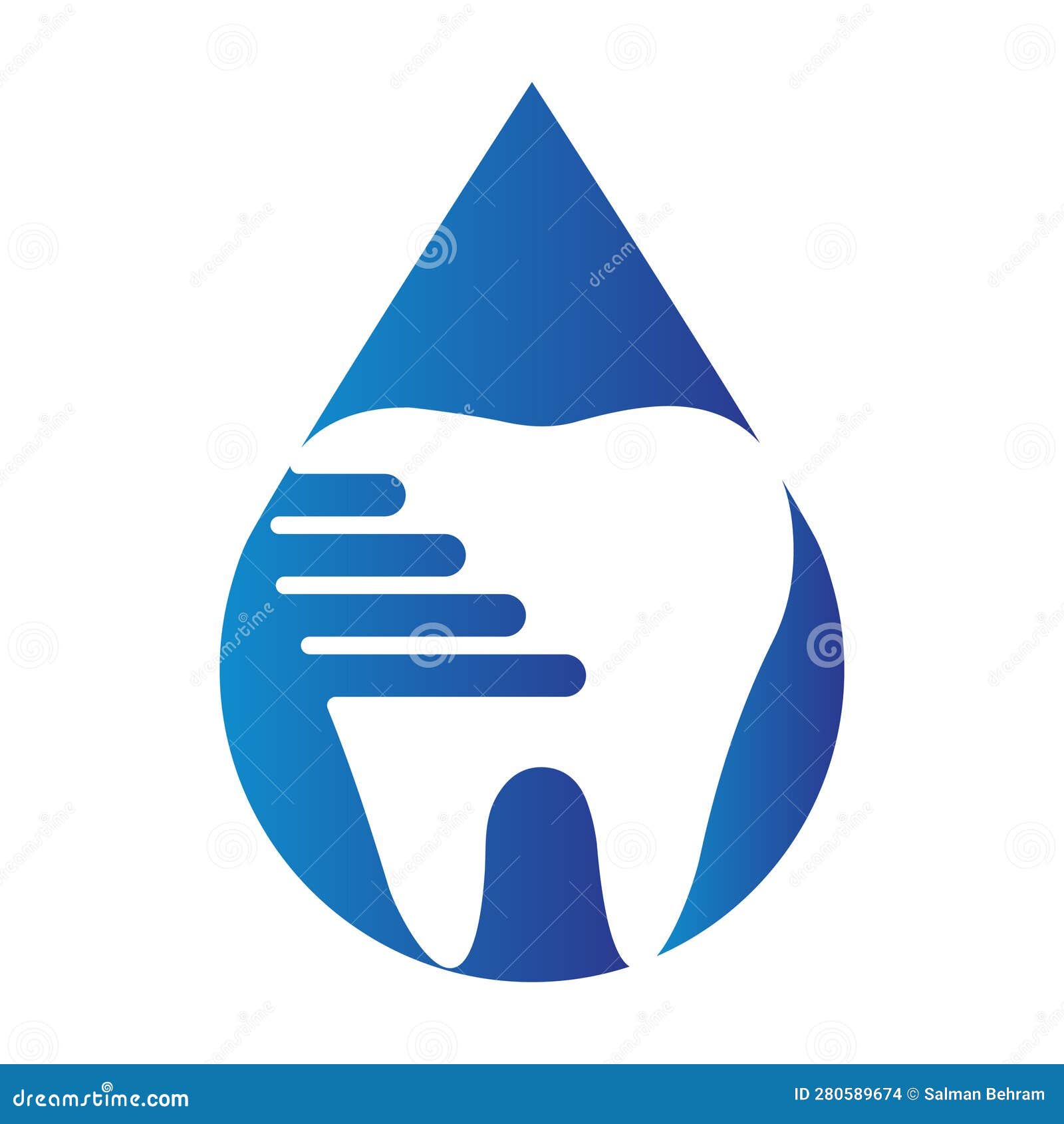 Tooth Icon Inside a Shape of Water Drop Vector Illustration Stock ...