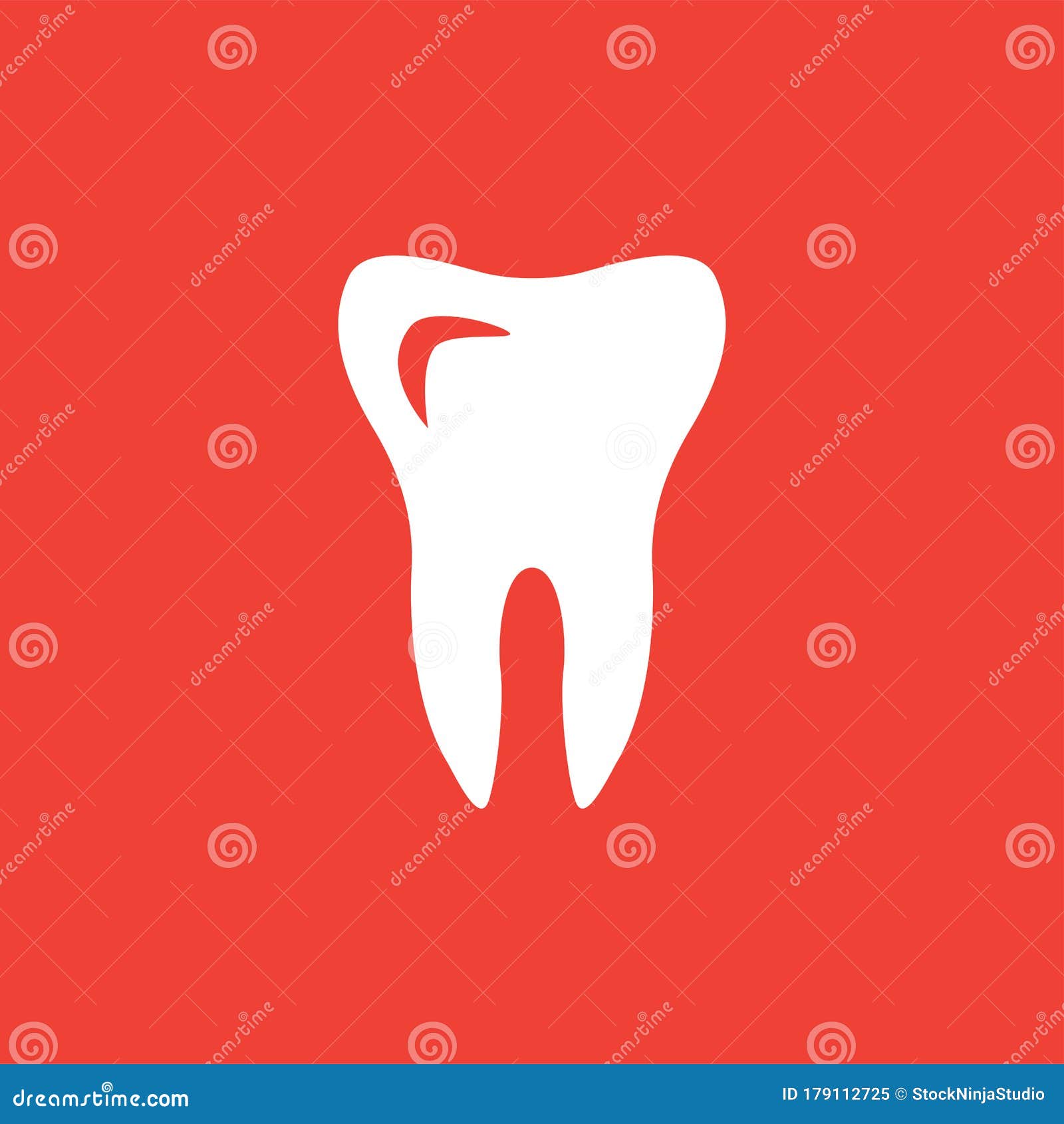 Tooth Icon on Red Background. Red Flat Style Vector Illustration Stock ...