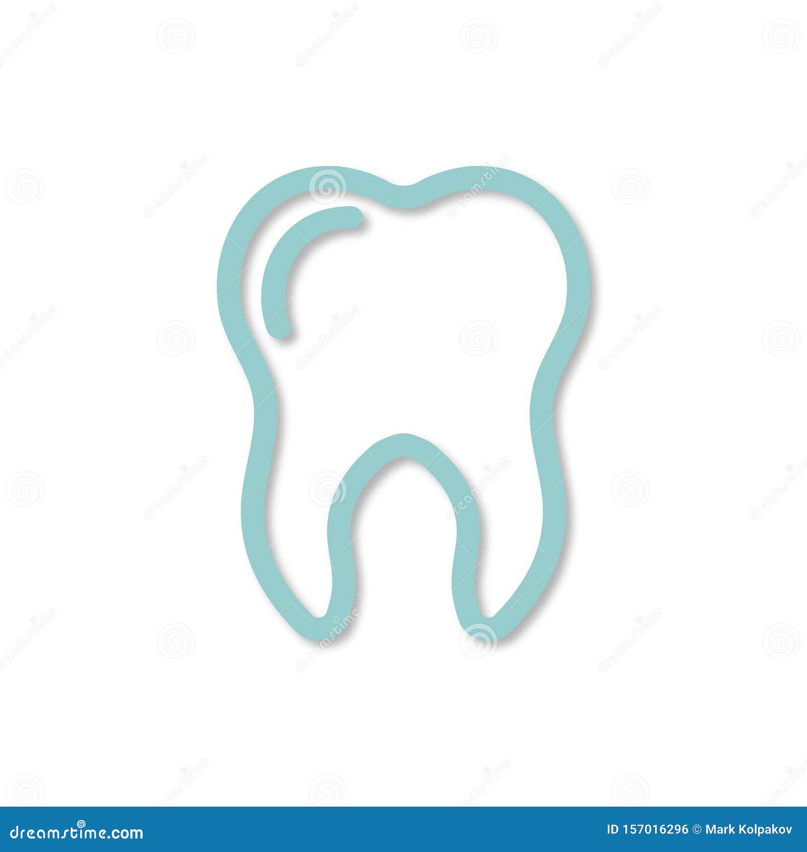 Tooth Icon with Shadow on White Background Stock Vector - Illustration ...