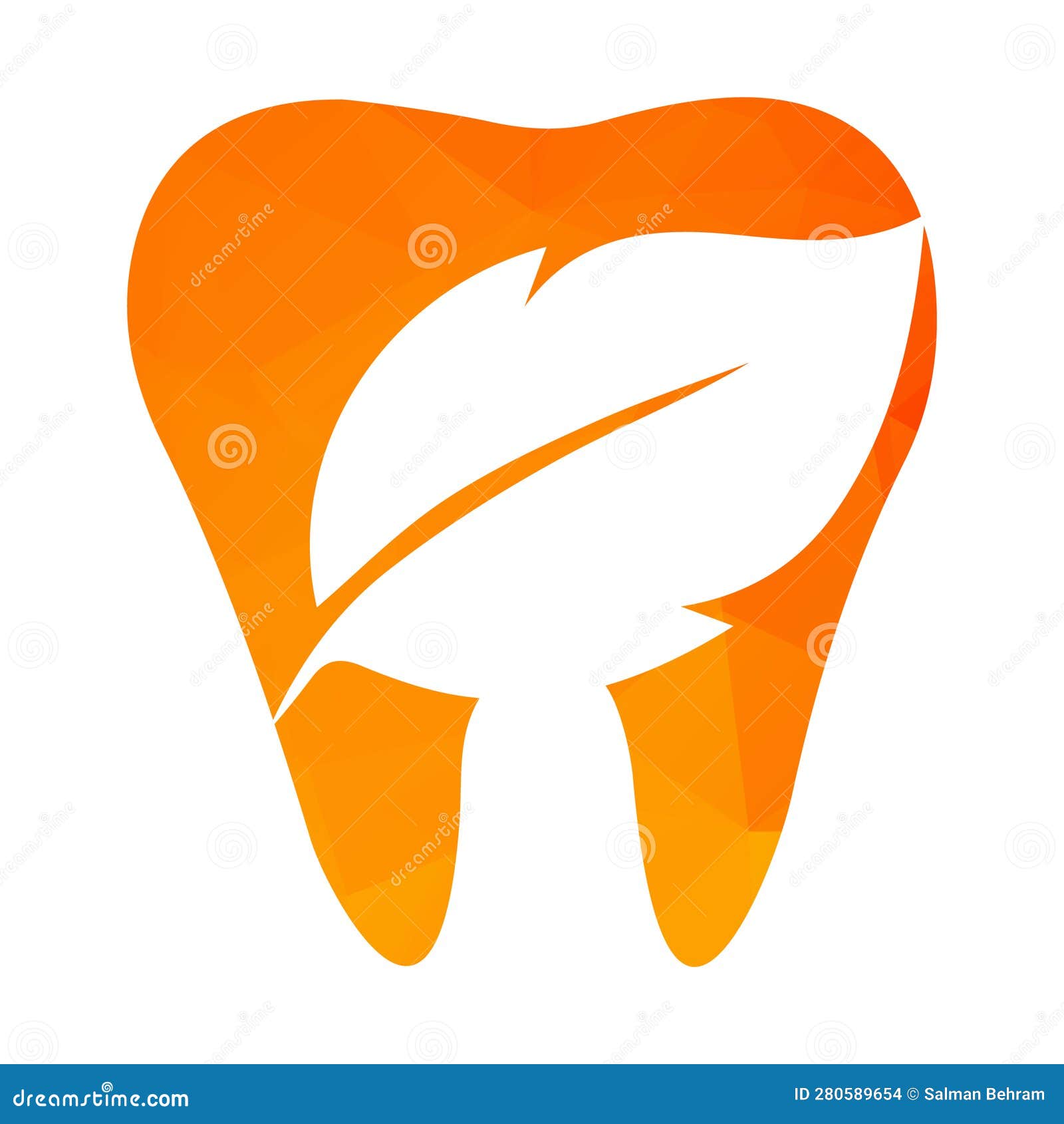 Tooth Icon with Shape of Leaf Templete Stock Vector - Illustration of ...