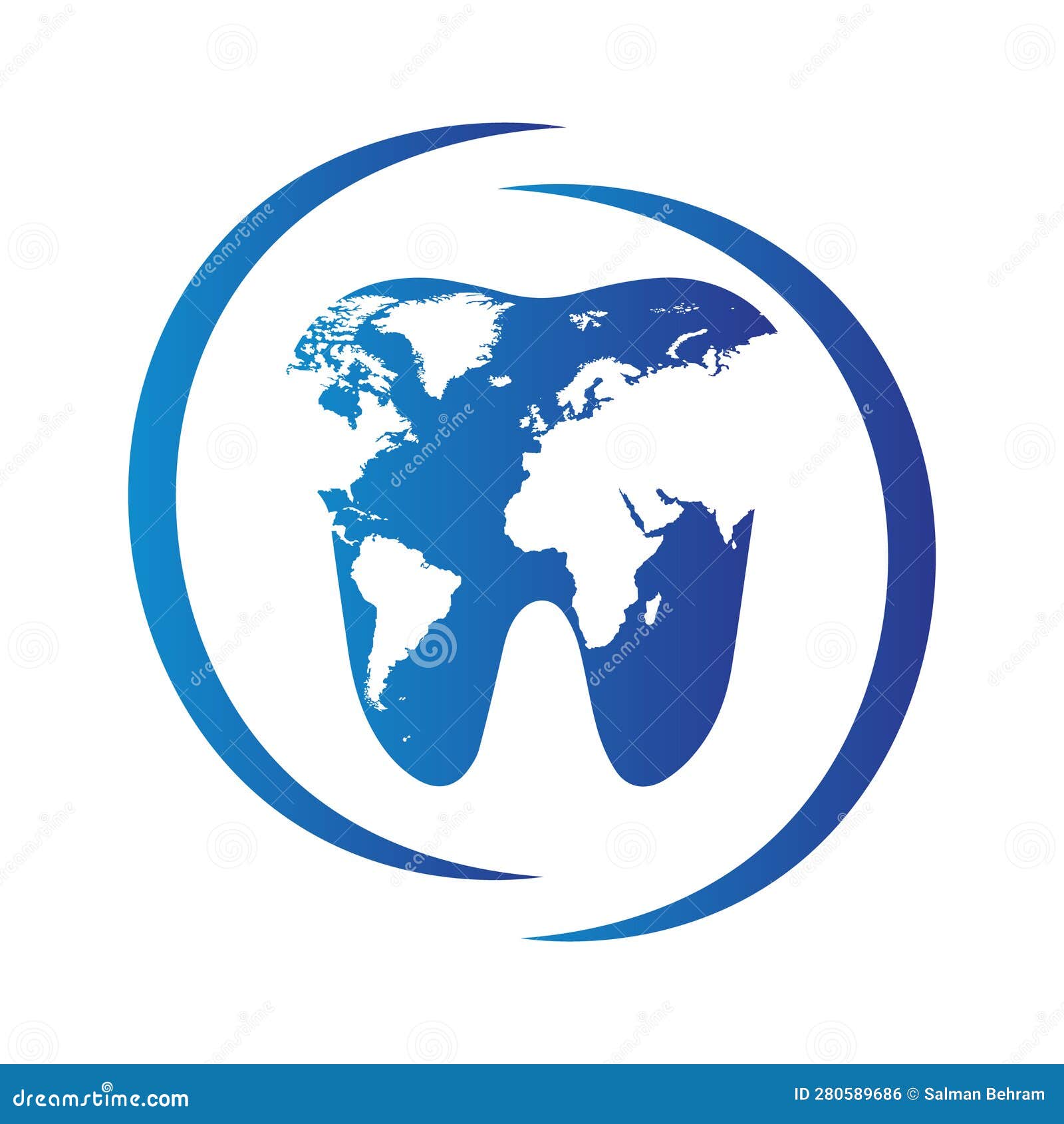 Tooth Icon with World Globe with Ring Vector Illustration Stock Vector ...