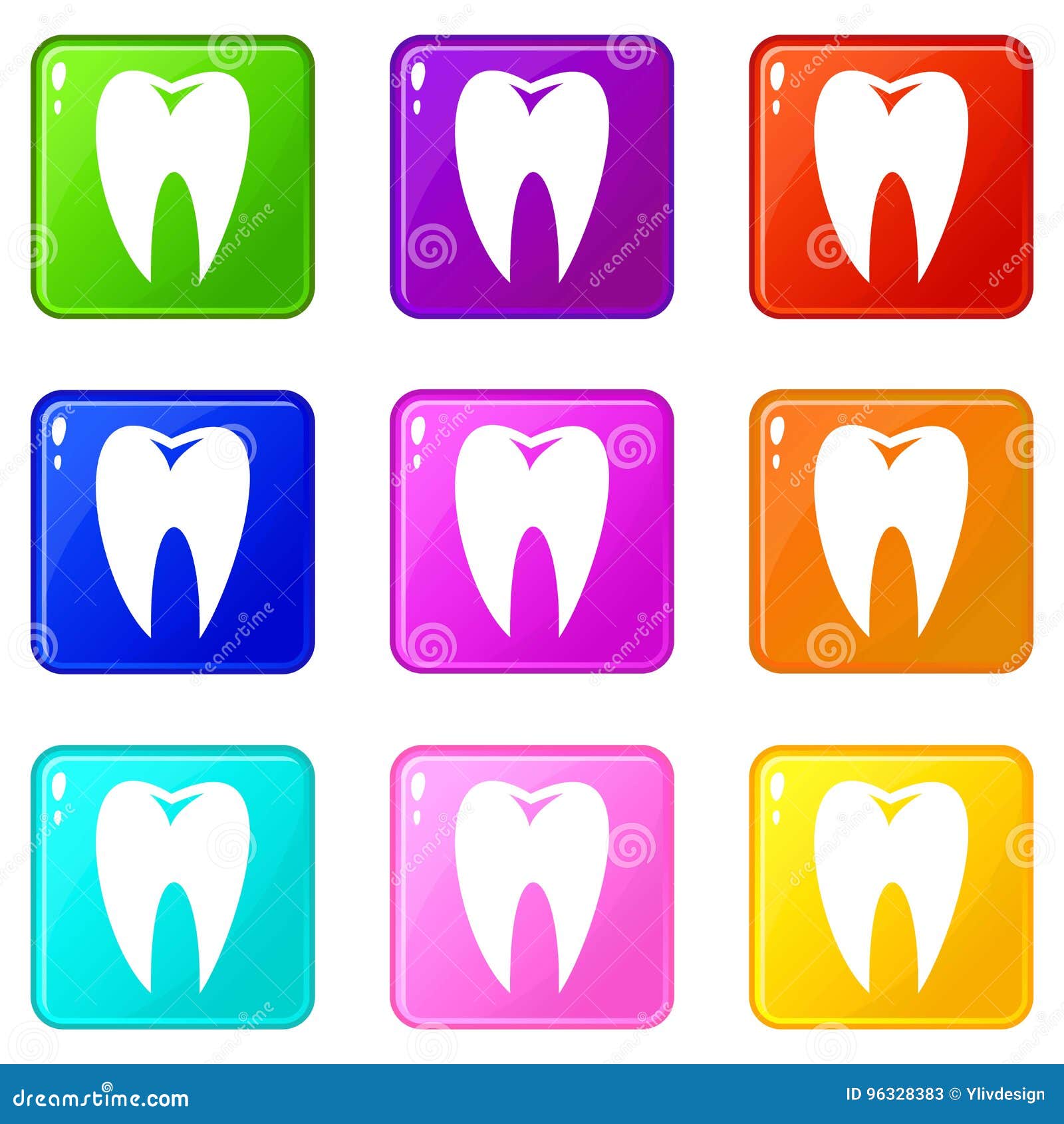 Tooth icons 9 set stock vector. Illustration of clean - 96328383