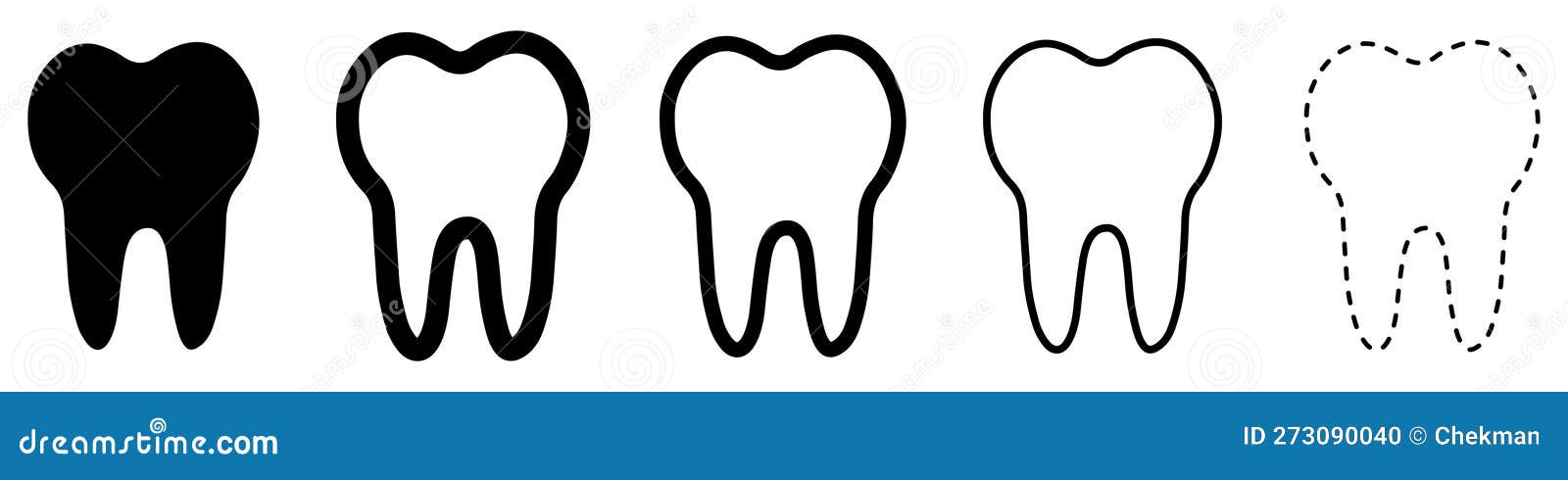 Tooth Icons Set. Tooth Shape Symbol. Black Icon of Tooth Isolated Stock ...