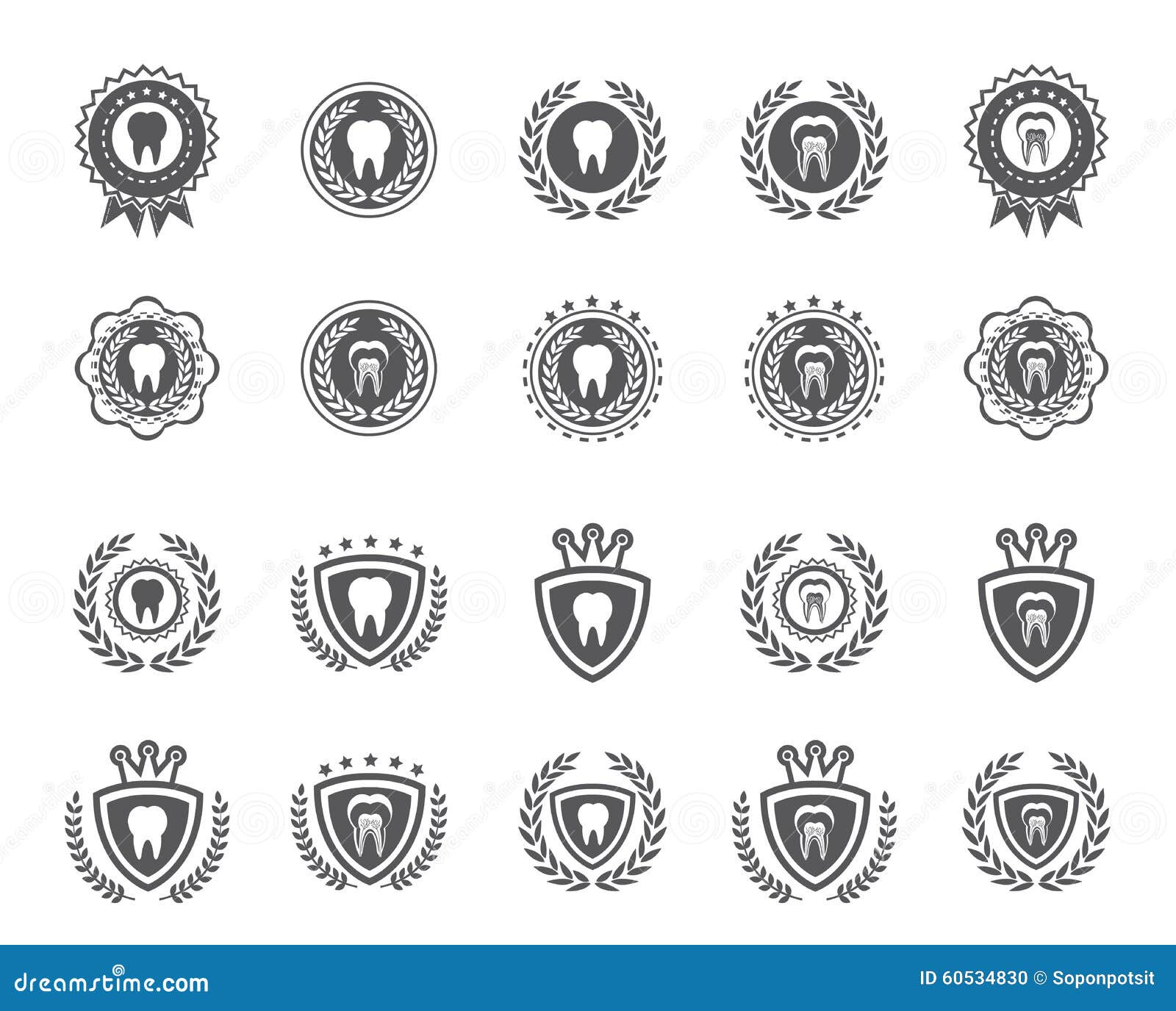 Tooth Icons, Caries And Treatment Symbols Cartoon Vector ...