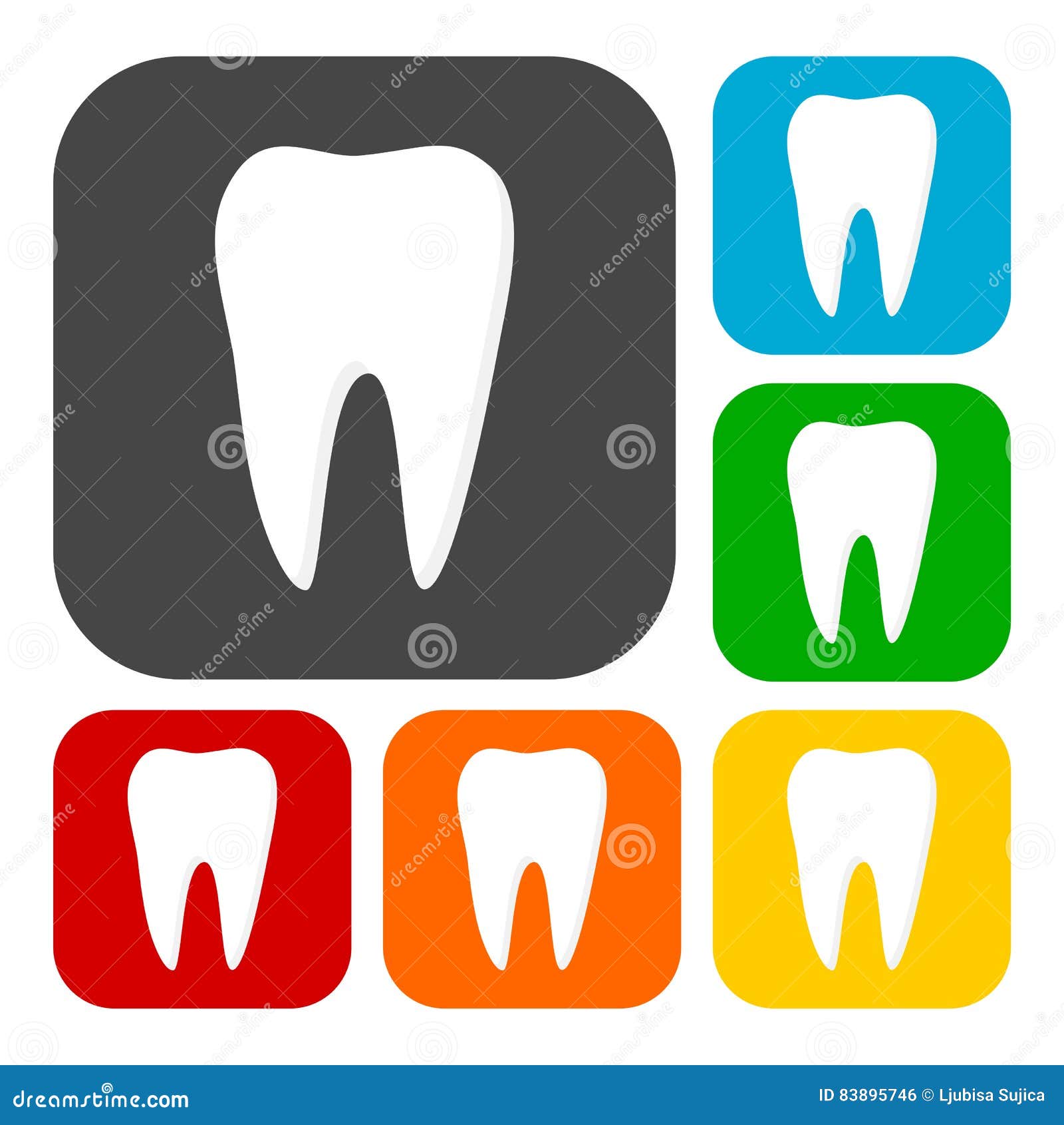 Tooth Icons set stock vector. Illustration of pain, circle - 83895746