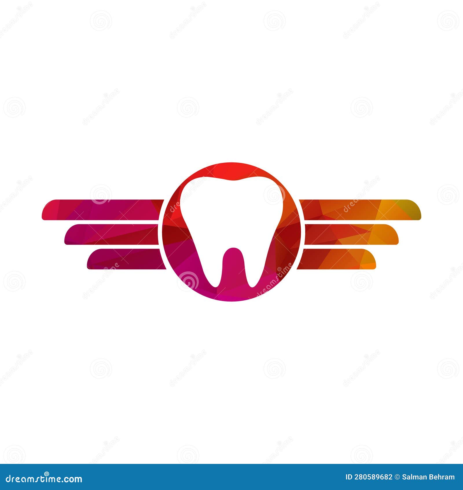 Tooth Inside a Circle with Wings Vector Illustration Stock Vector ...