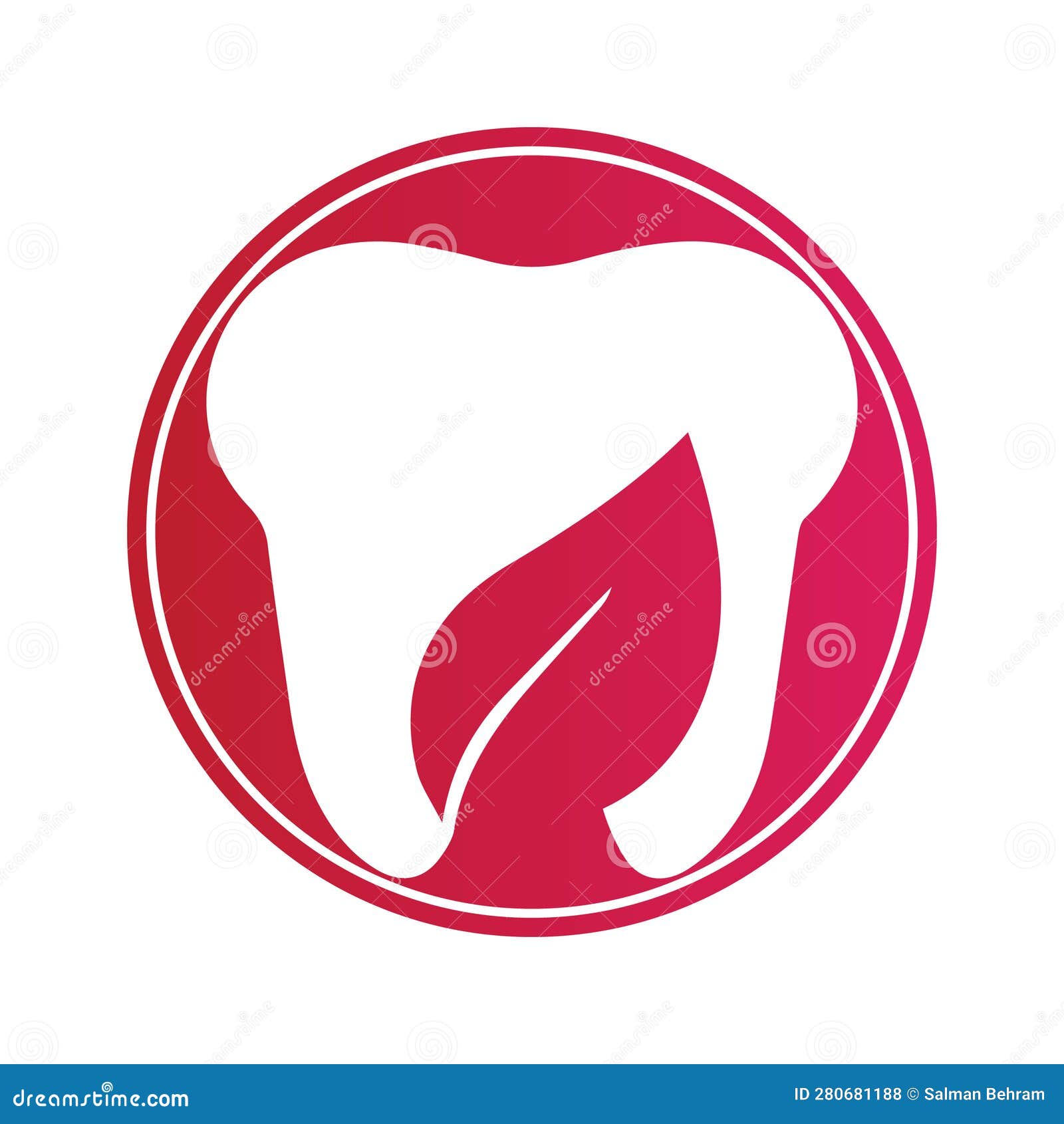 Tooth and Leaf Logo Design Inside a Shape of Circle Stock Vector ...