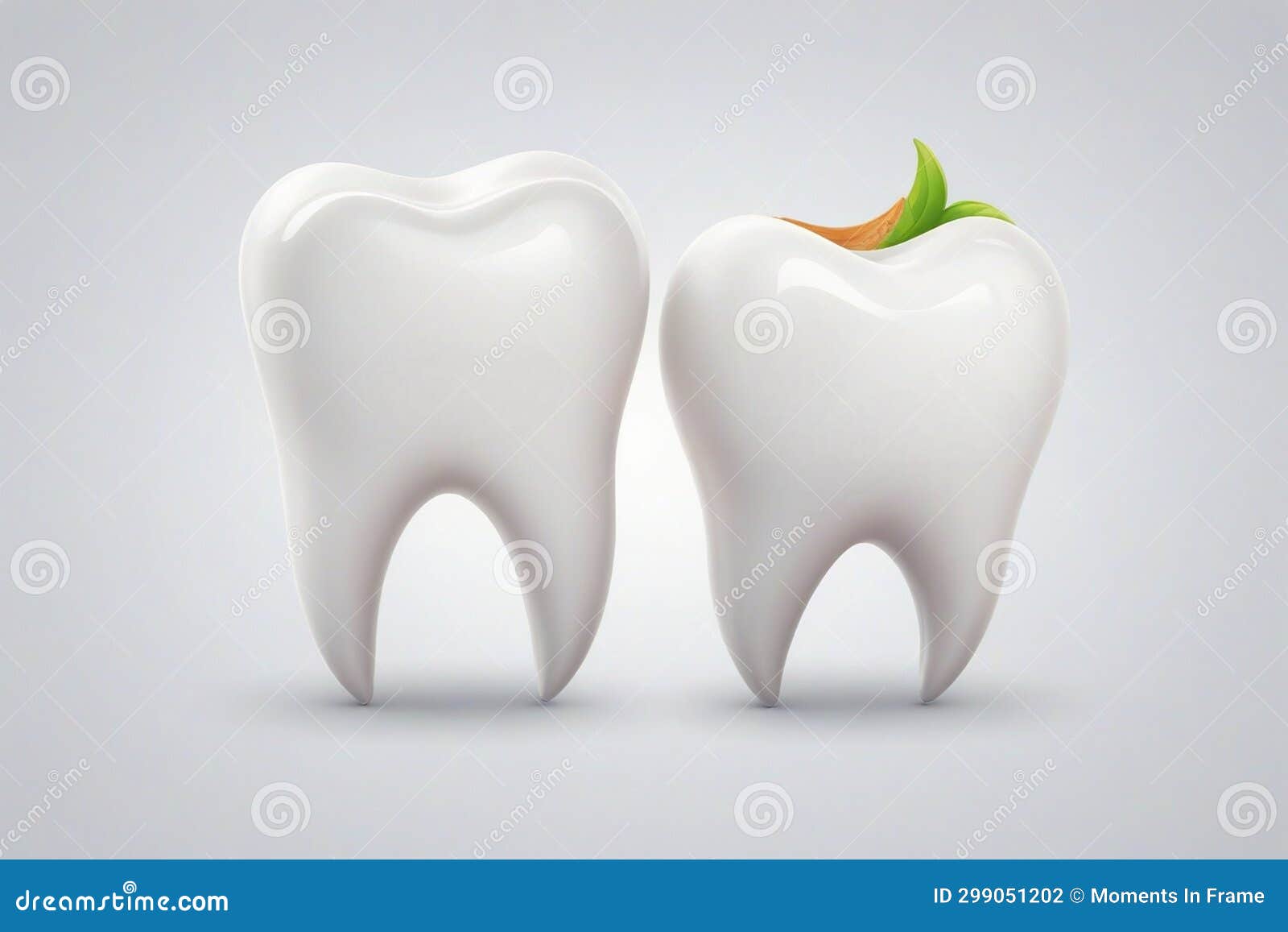Tooth with a Leaf on a White Background Stock Illustration ...