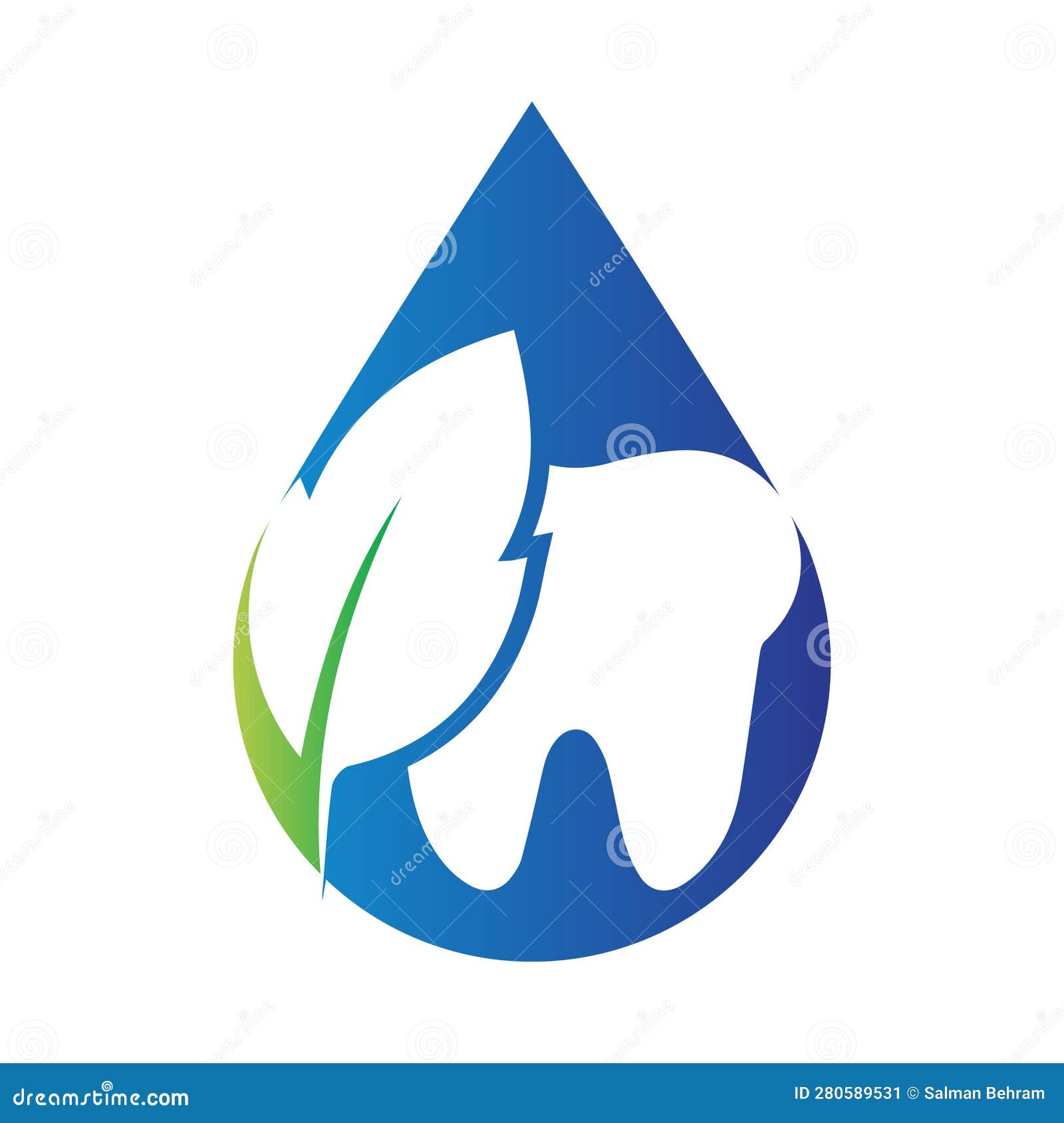 Tooth Logo Dental Care with Water Drop Shape Vector Illustration Stock ...