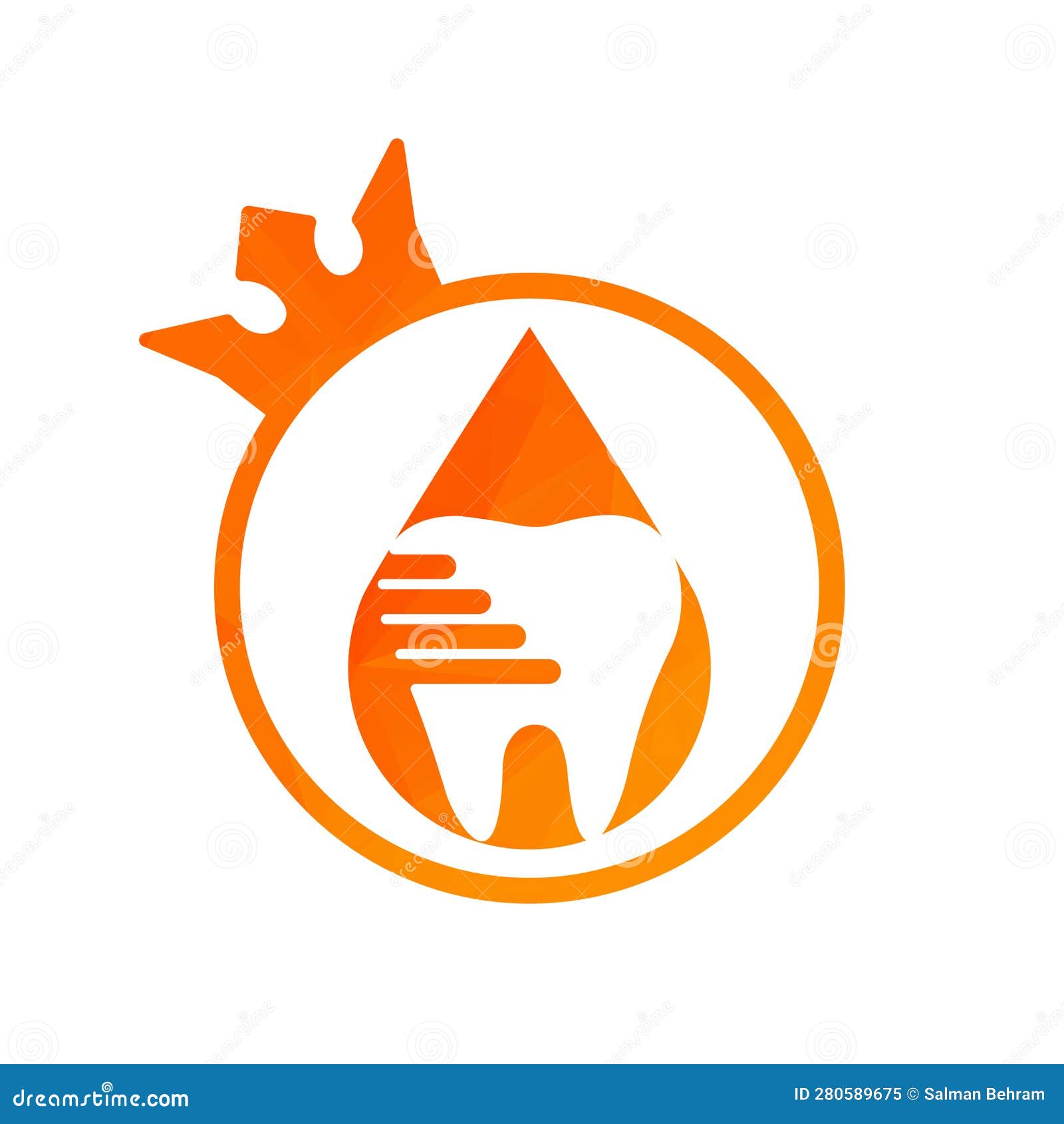 Tooth Logo Design Inside a King Ring and Water Drop Shape Vector ...
