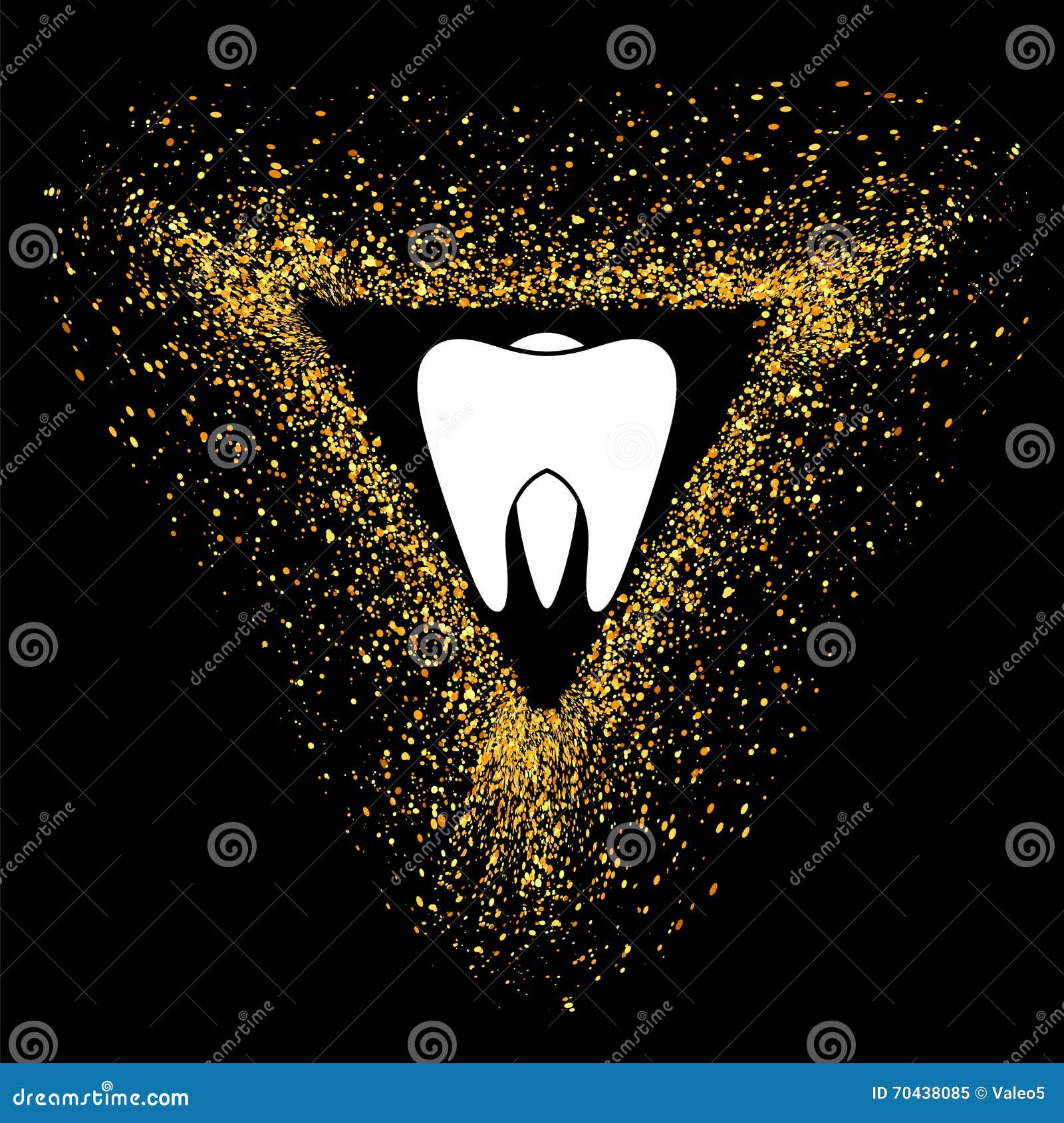 Tooth Logo on Gold Parts Triangle Frame. Stock Vector - Illustration of ...