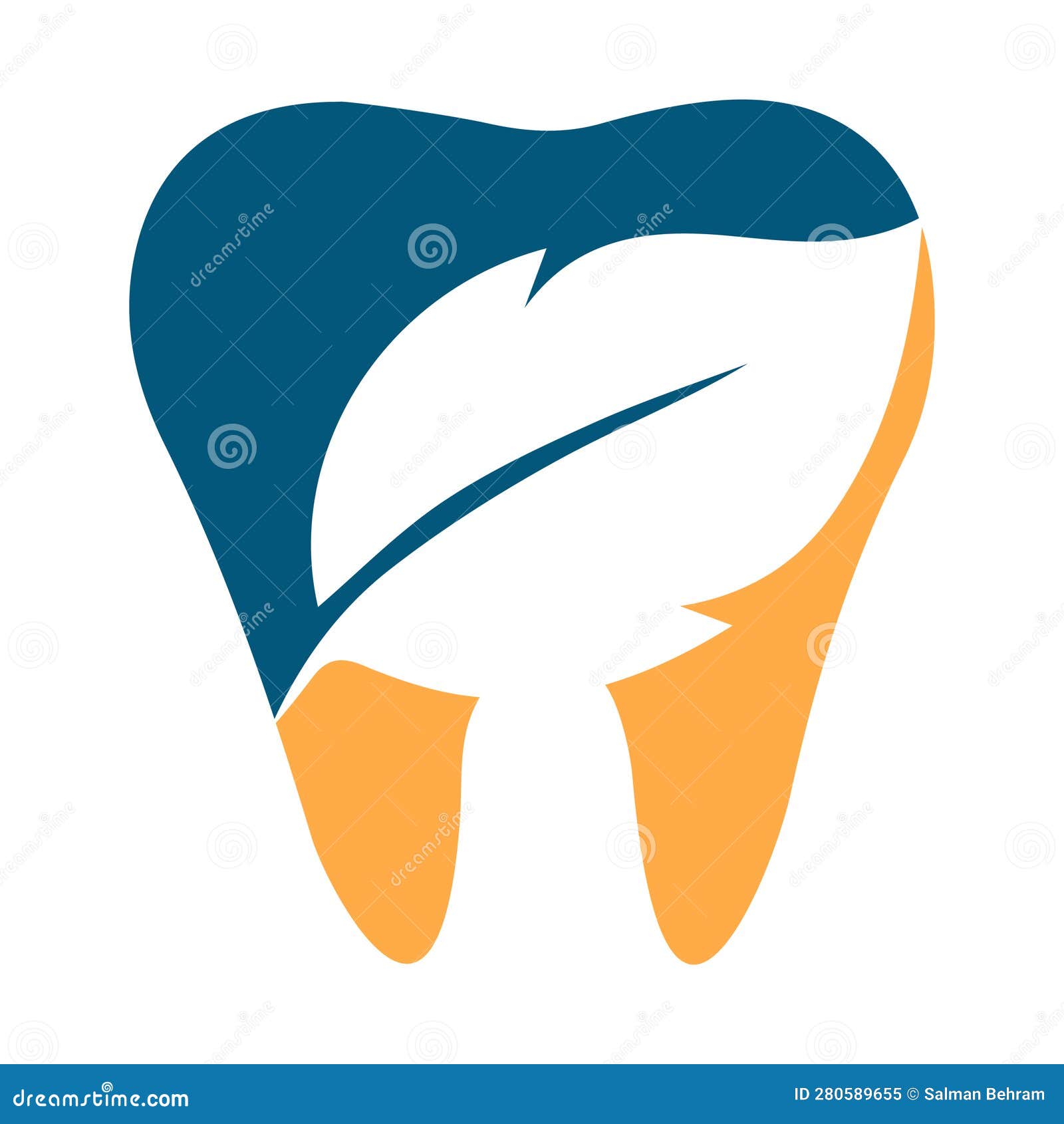 Tooth Logo with Leaf Vector Illustration Stock Vector - Illustration of ...