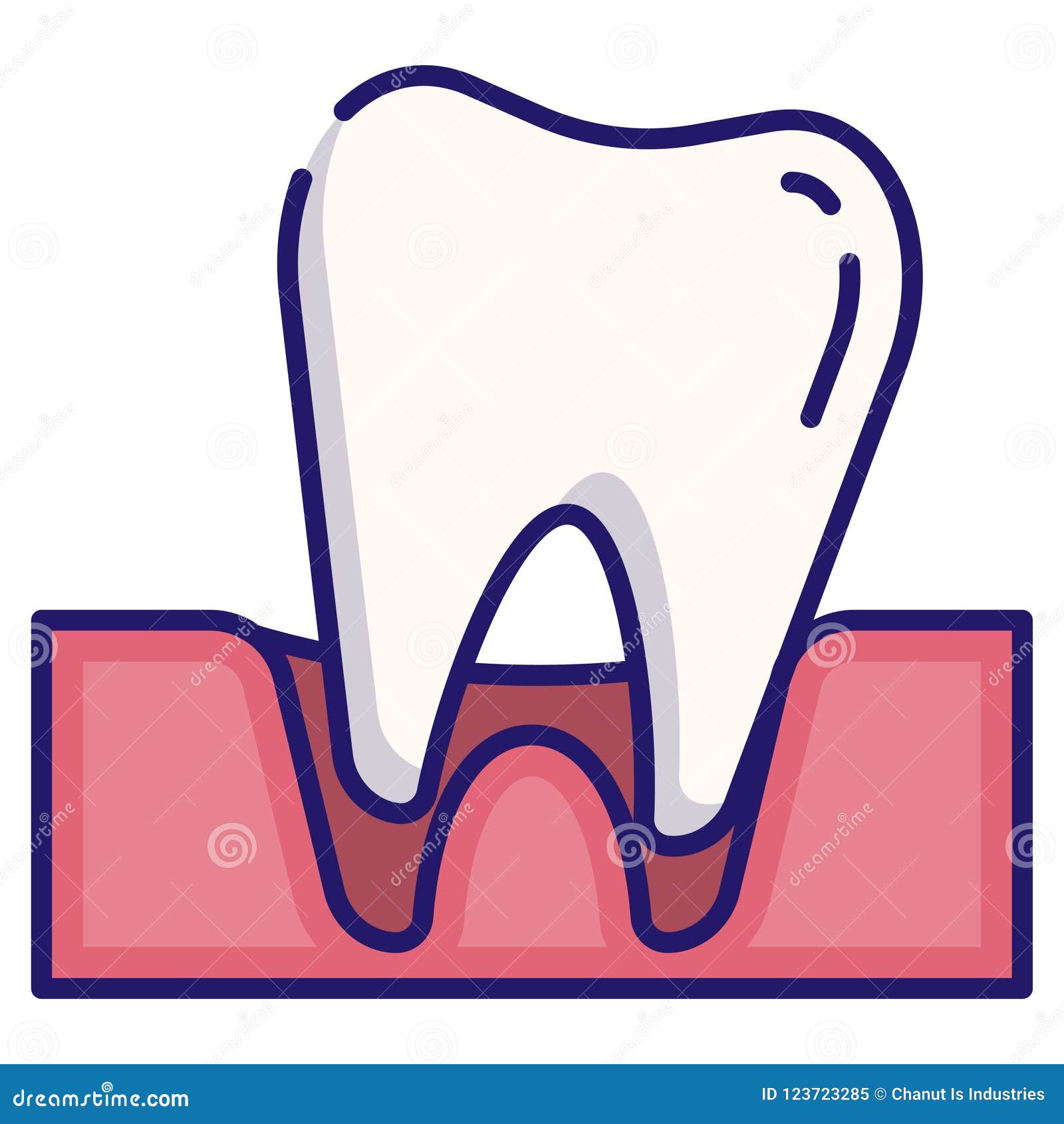 Tooth Loose LineColor Cartoon Vector | CartoonDealer.com #123723285